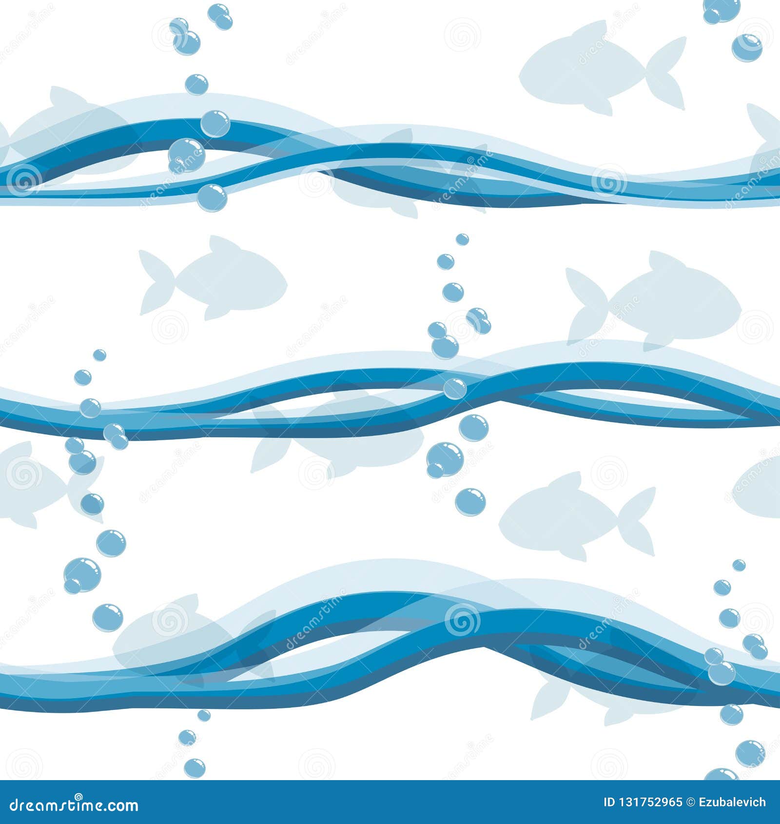 Cute Seamless Background with Bubbles and Waves. Stock Illustration ...
