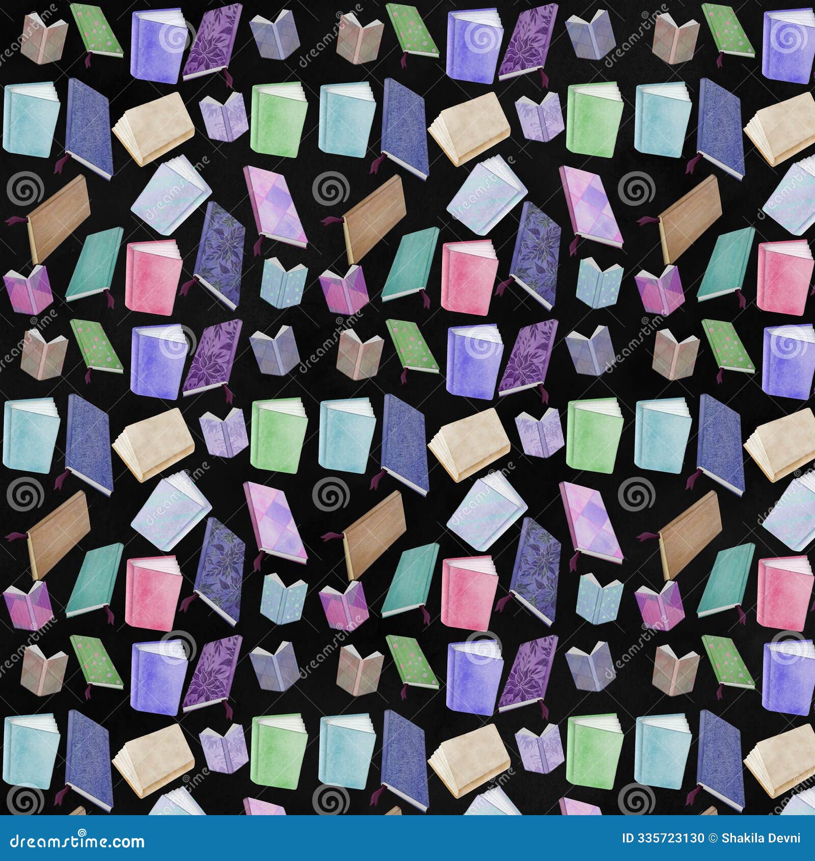 Cute Seamless Book Pattern on Transparent Background Stock Illustration ...