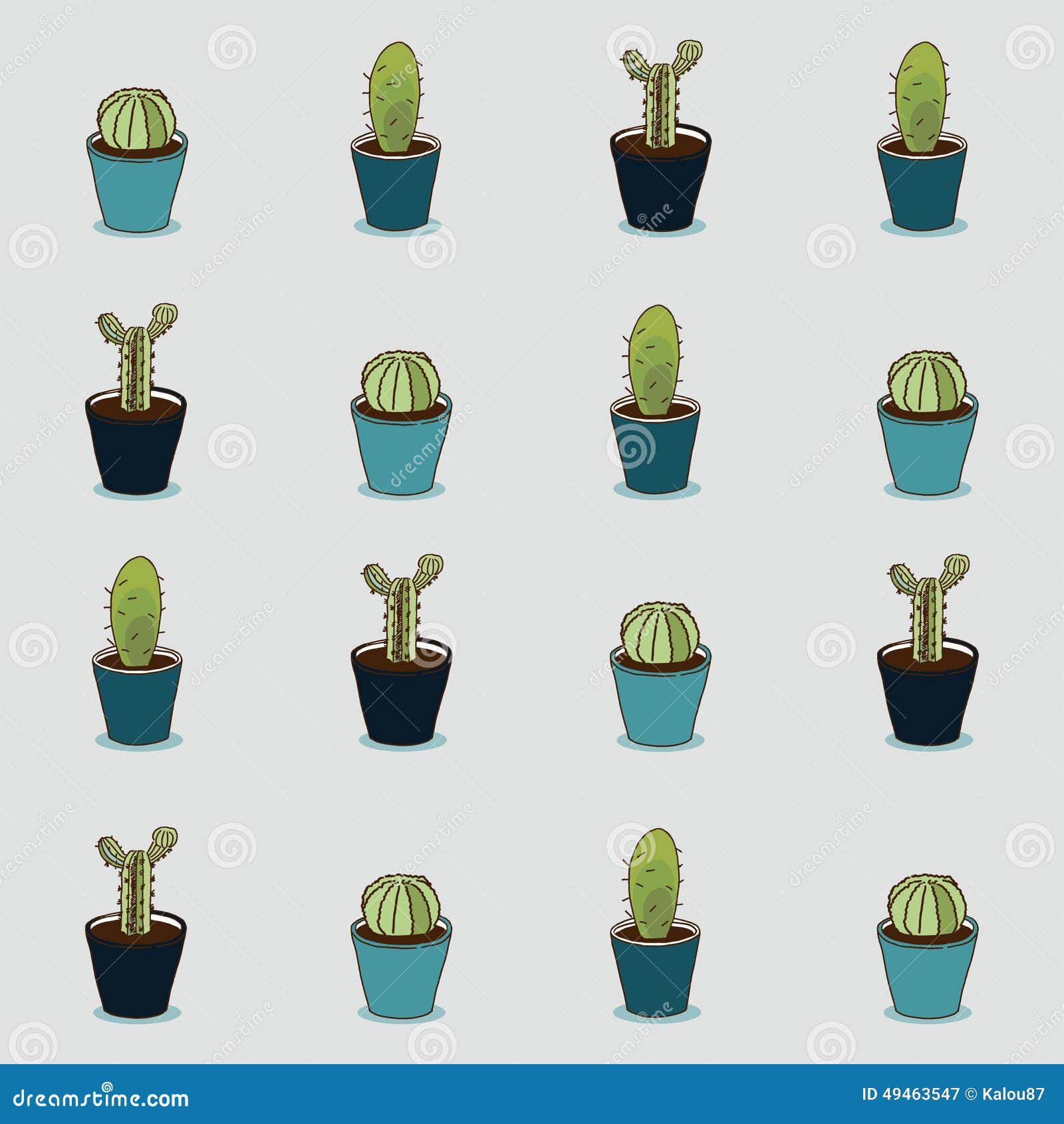 Cute Seamless Cactus Pattern Stock Vector - Illustration of design ...