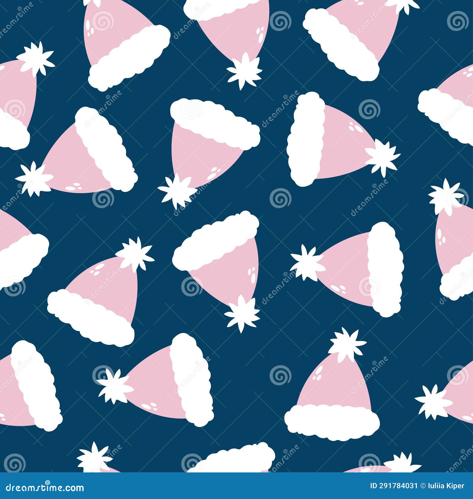 Cute Seamless Christmas Pattern with Hand Drawn Santa Hat. Stock ...