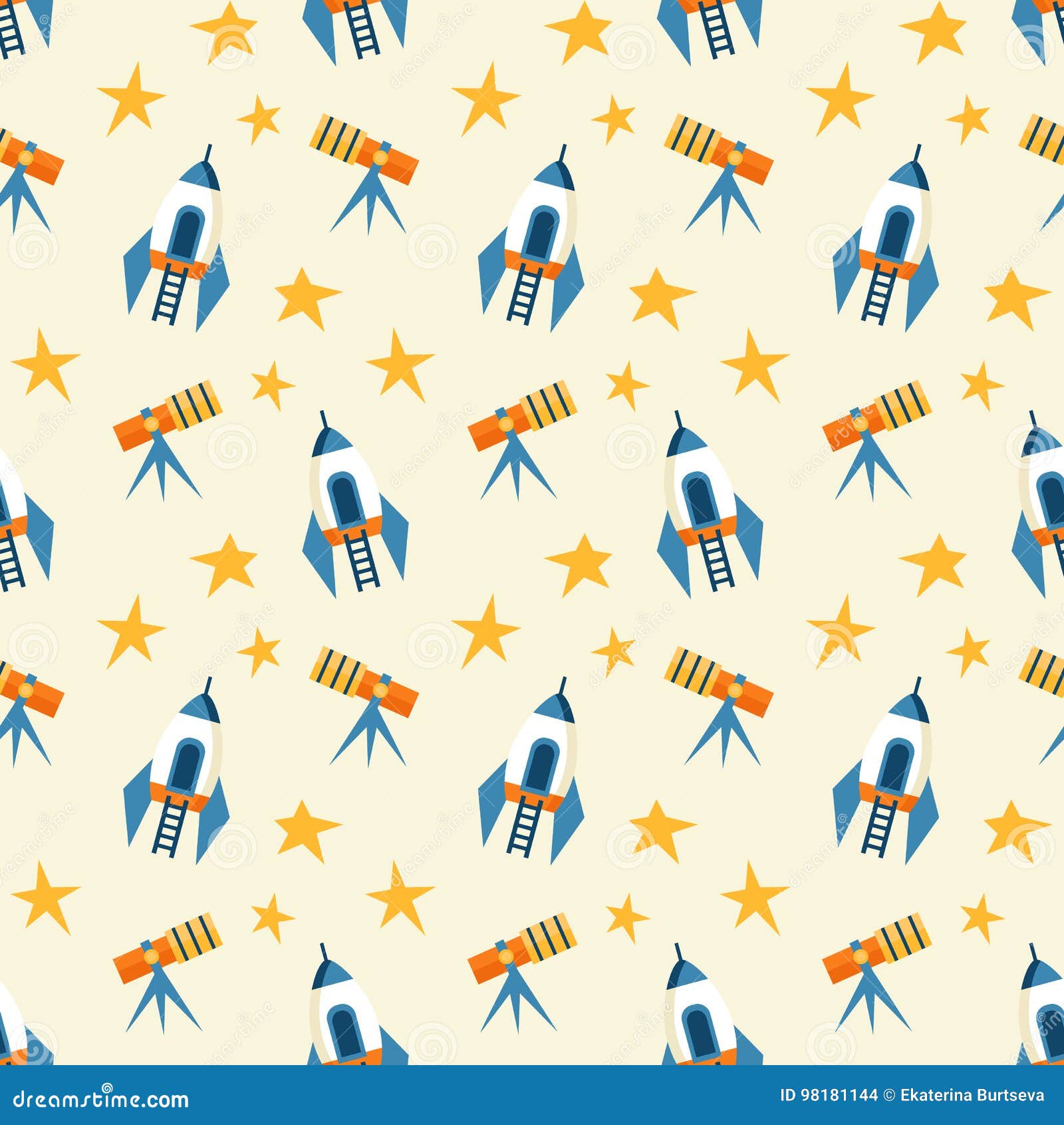 Cute Seamless Cosmic Pattern for Kids Stock Vector - Illustration of ...