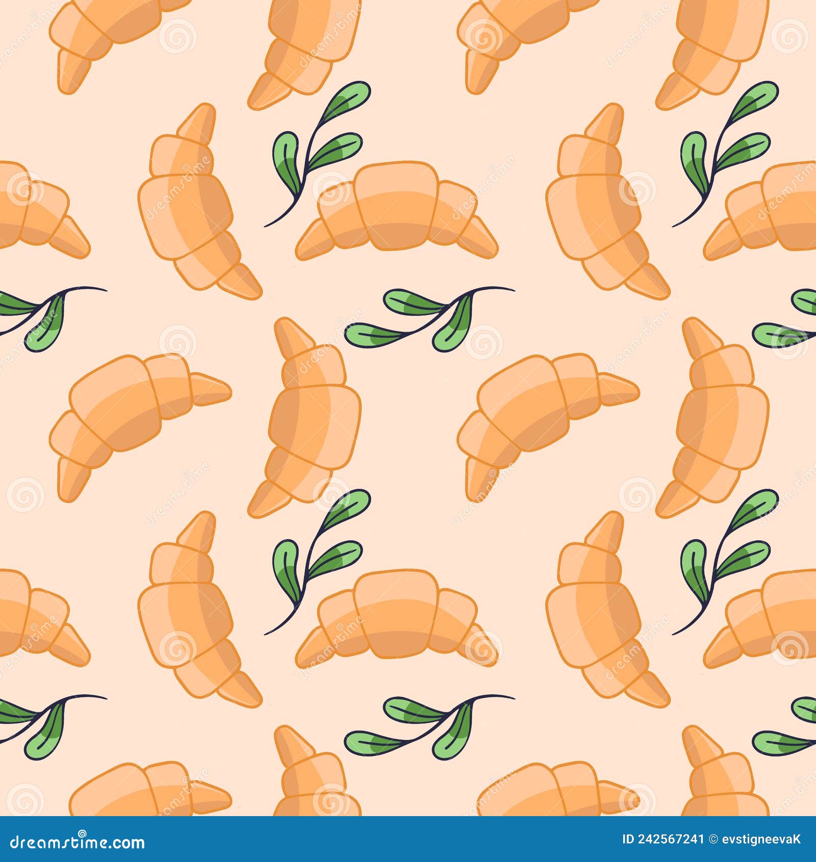 Cute Seamless Croissant Pattern for Food Packaging Design, Textile and ...