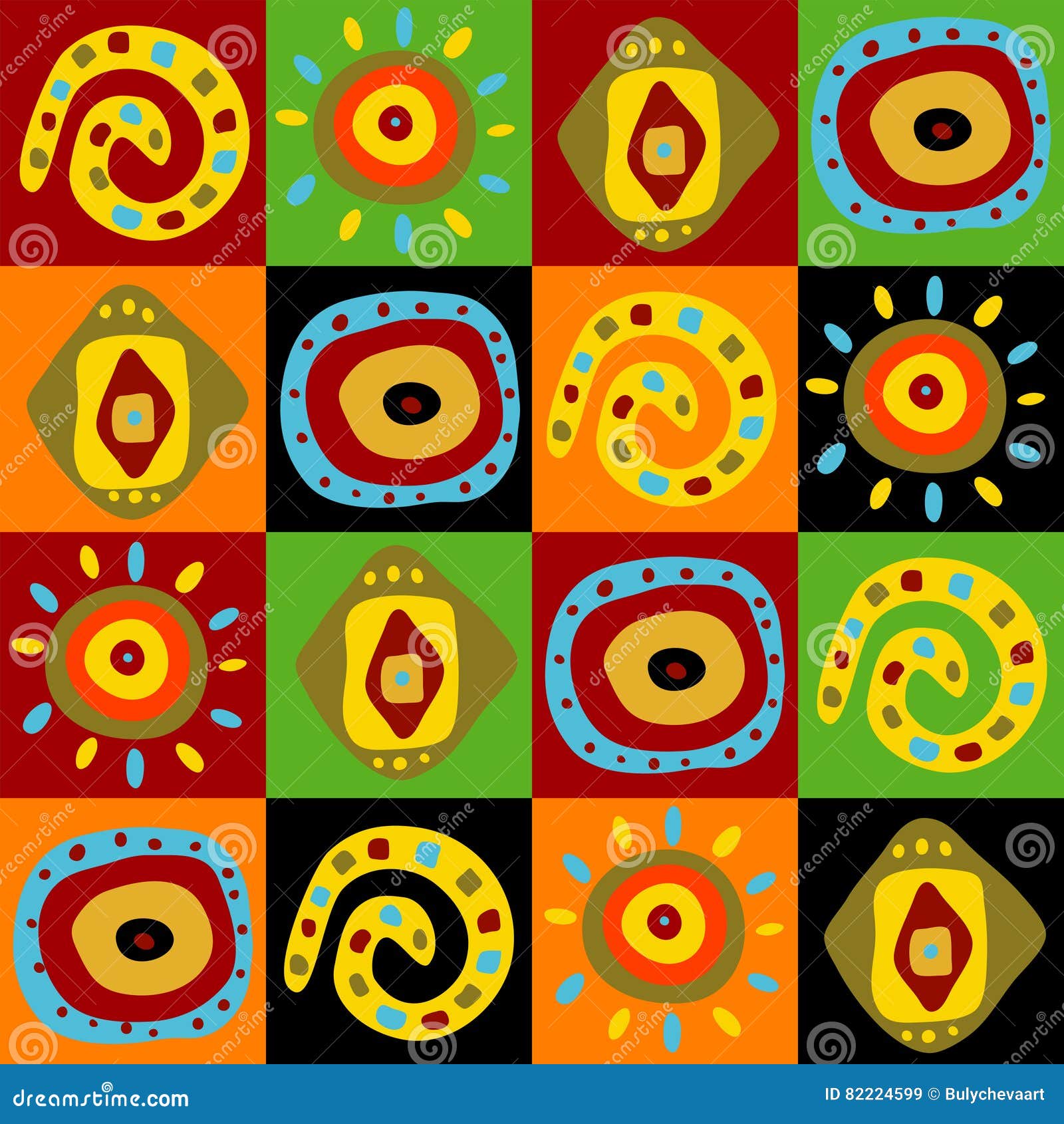 Cute Seamless Decoration of Different Folk Elements Stock Vector ...