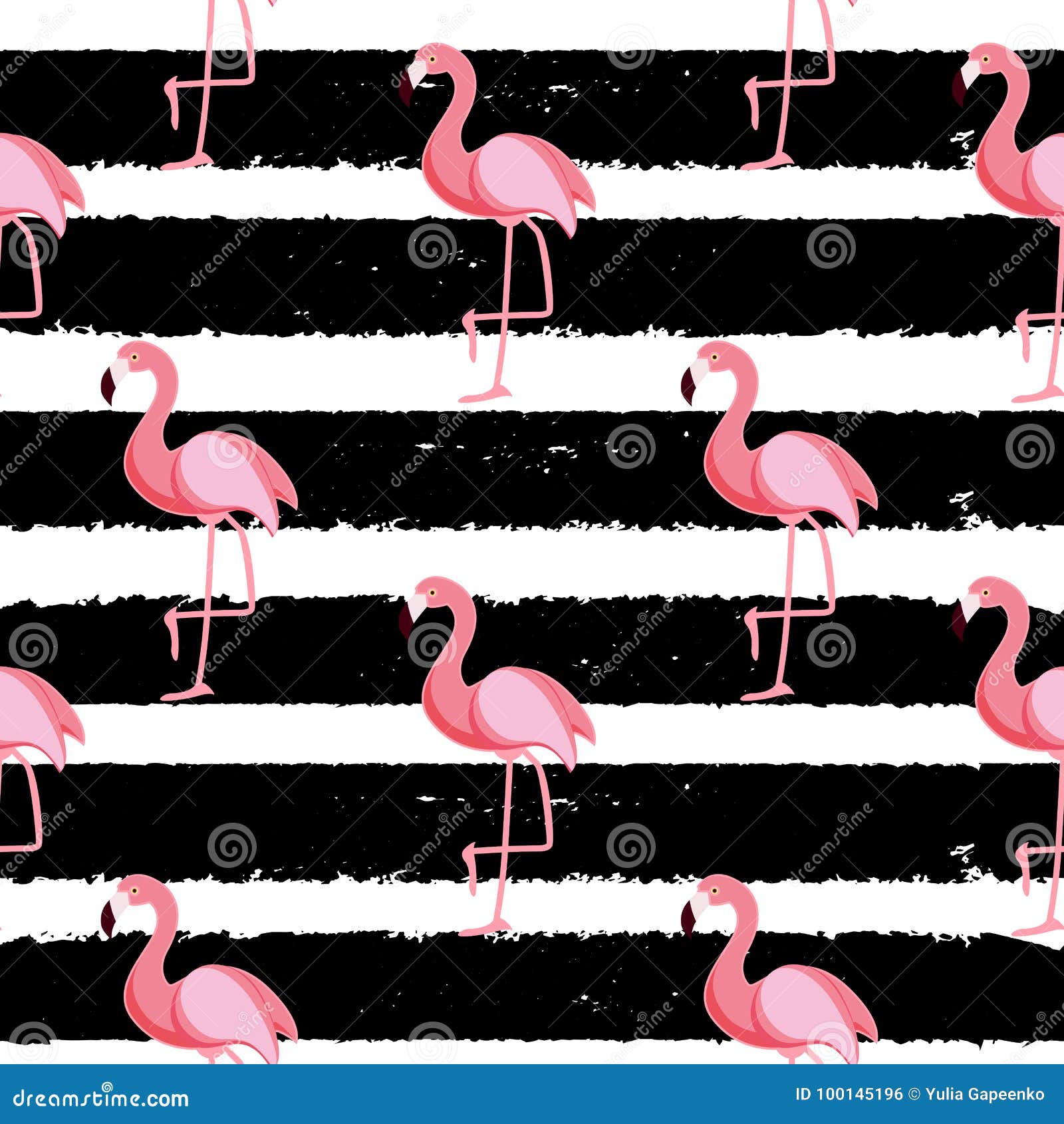 Cute Seamless Flamingo Pattern Vector Illustration Stock Vector ...