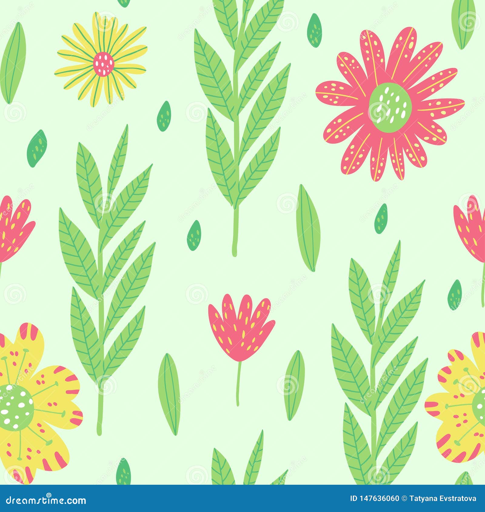 Cute Seamless Floral Pattern. Seamless Vector Texture.Hand Drawn ...