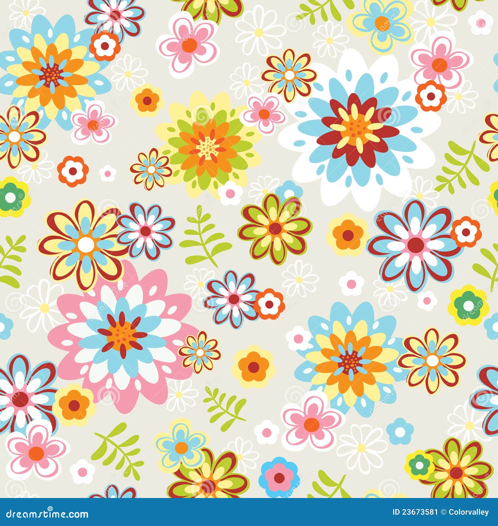 Cute Seamless Flower Pattern Line Art Stock Vector - Illustration of ...