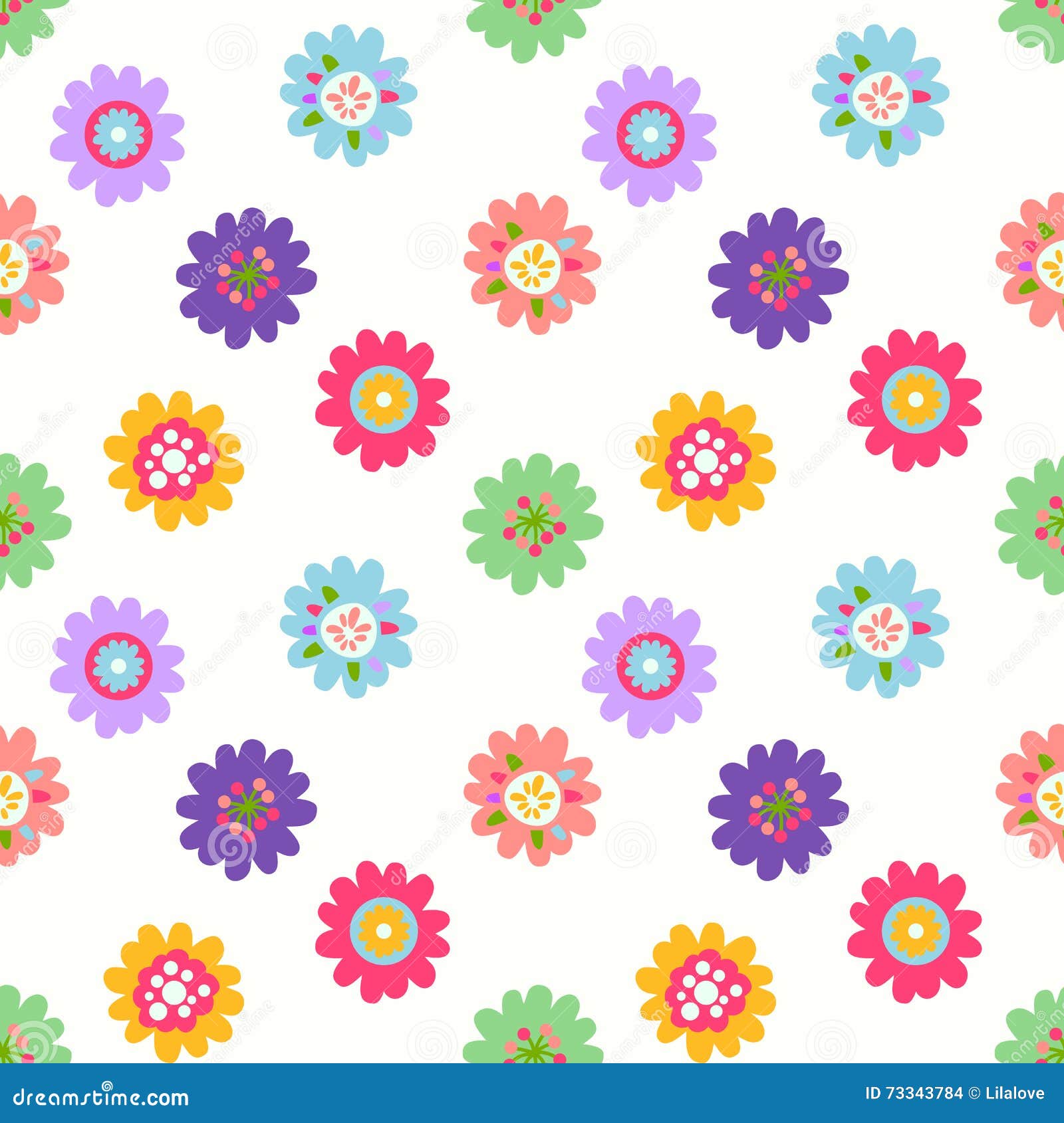 Cute Seamless Flower Pattern Stock Vector - Illustration of nursery ...
