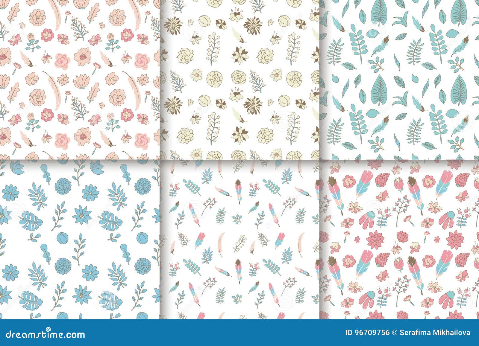 Cute seamless pattens set. stock vector. Illustration of nordic - 96709756