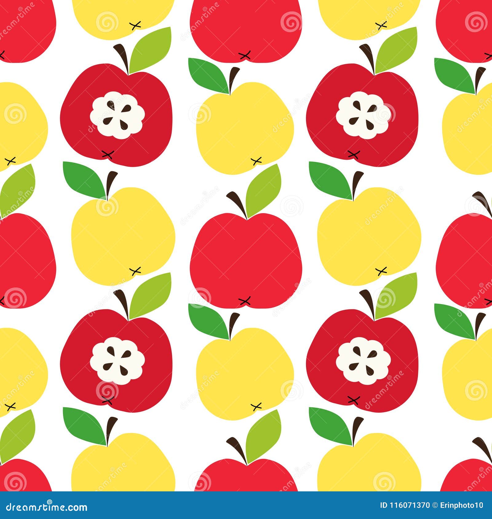 Cute Seamless Pattern with Apples Stock Vector - Illustration of ...
