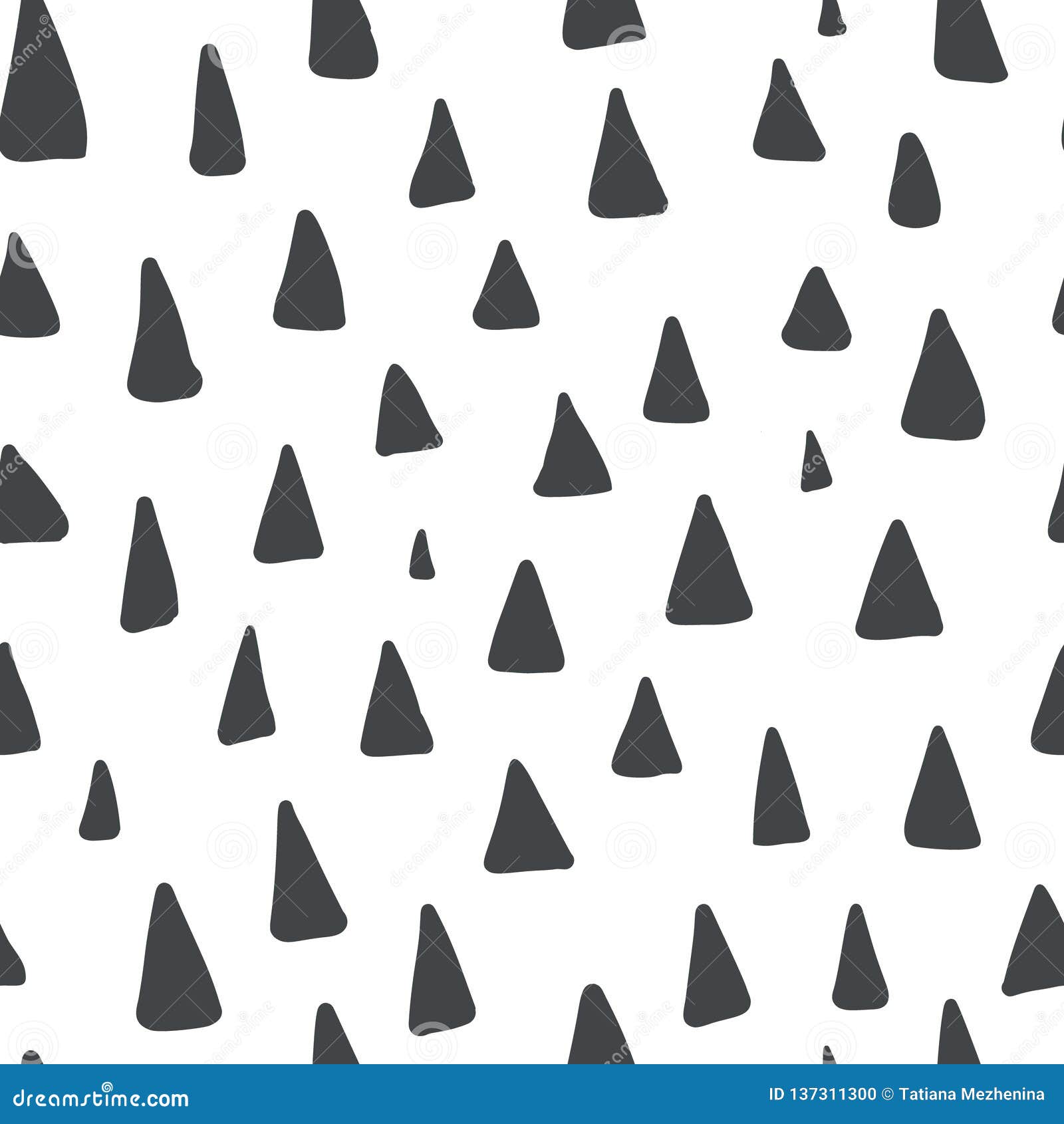 Cute Pattern with Black Hand Drawn Triangles Stock Vector ...