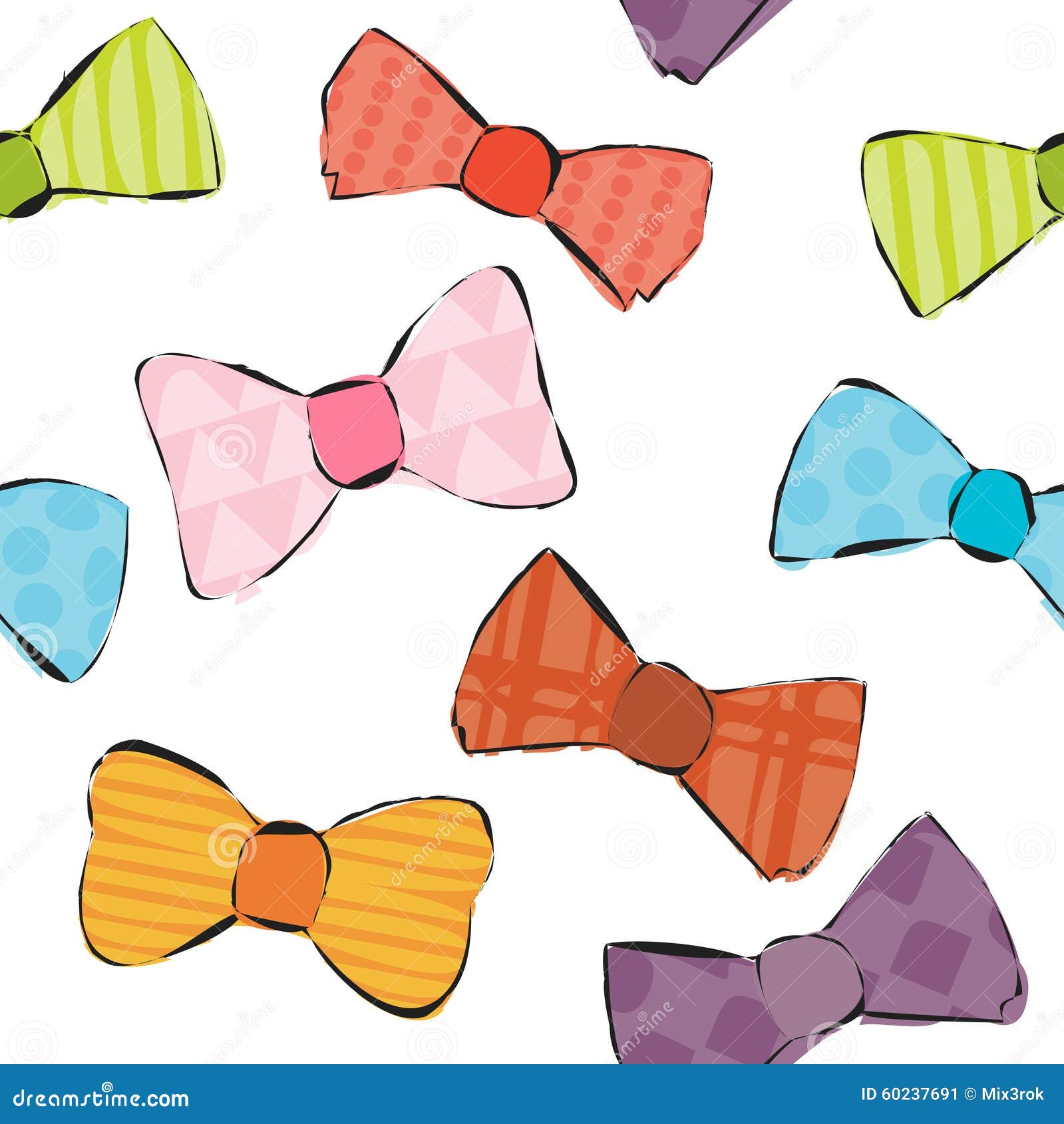 Cute Seamless Pattern with Bows. Vector Illustration Stock Vector ...