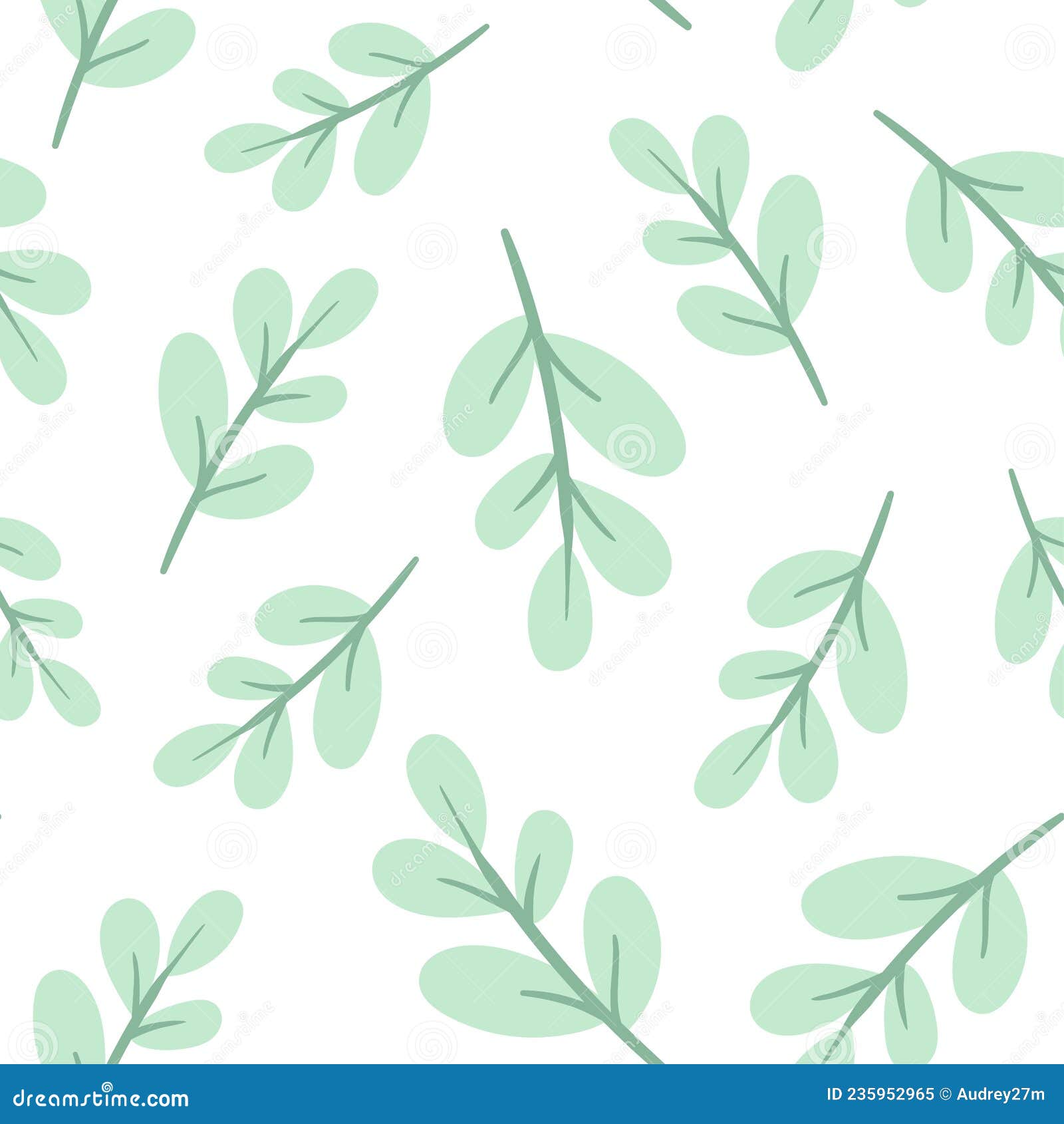 Cute Seamless Pattern with Branches with Leaves. Stock Vector ...