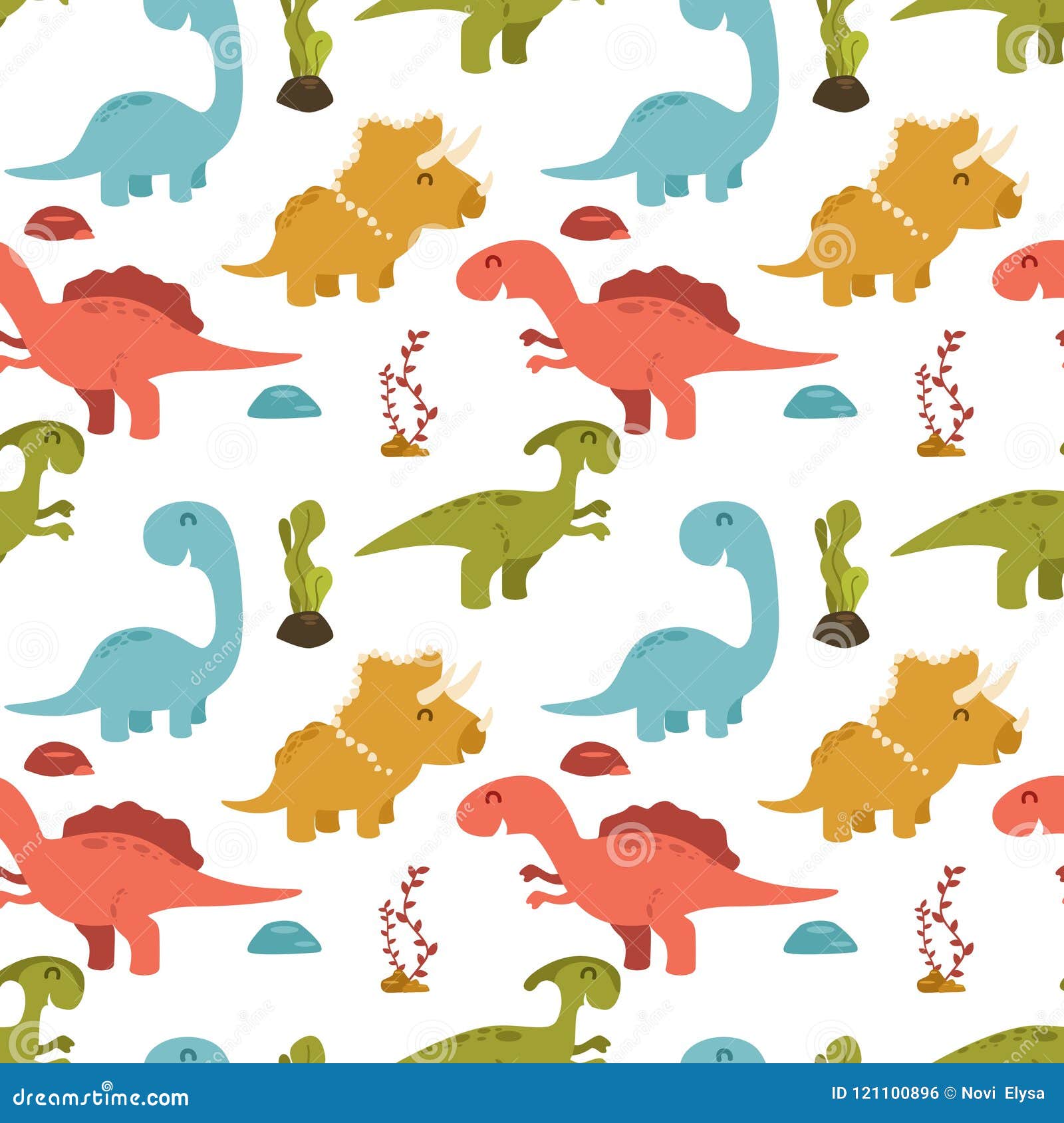 Cute Seamless Pattern with Cartoon Colorful Dinosaurs Stock Vector ... Cute Seamless Pattern with Cartoon Colorful Dinosaurs Stock Vector ...