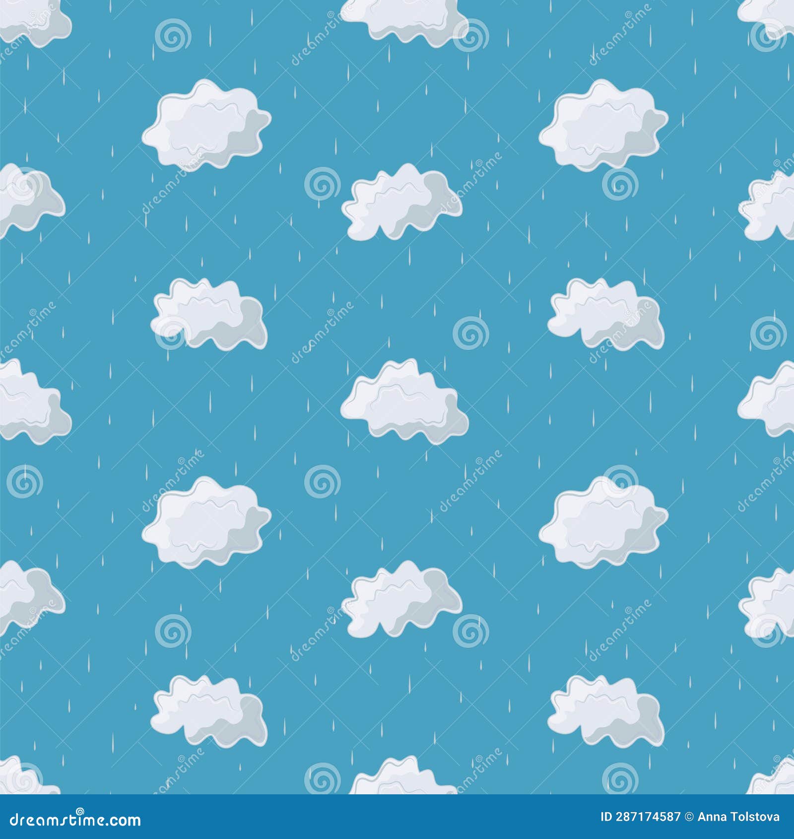 Cute Seamless Pattern with Clouds and Rain, Rainy Weather. Stock ...