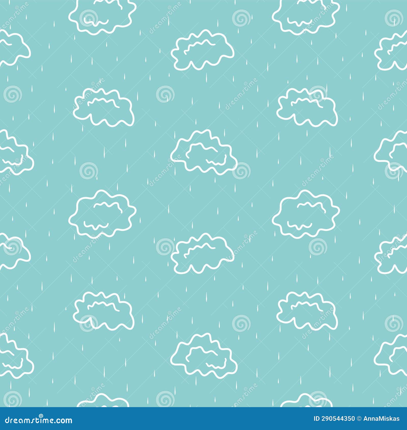 Cute Seamless Pattern with Clouds and Rain, Rainy Weather. Stock ...