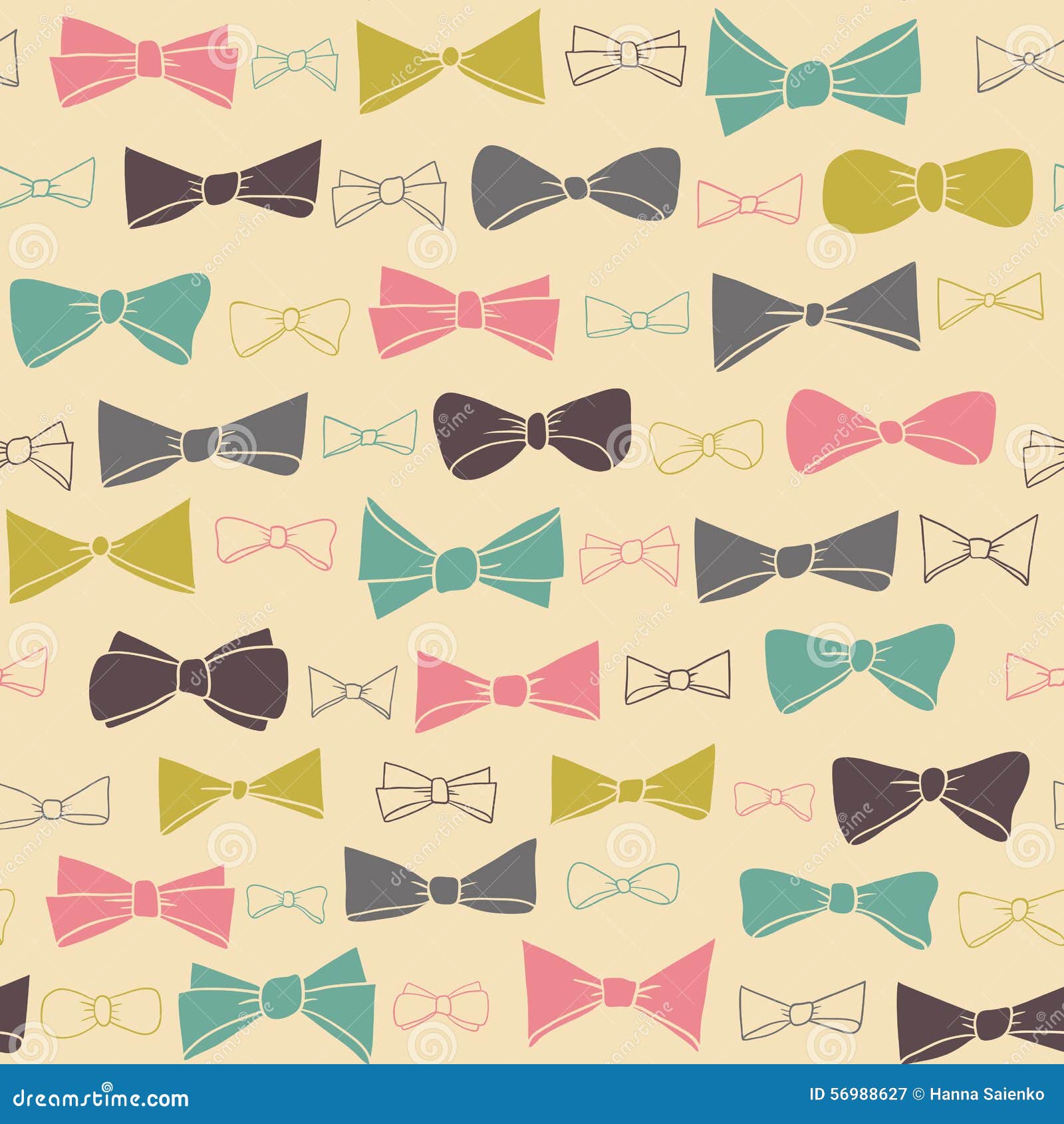 Cute Seamless Pattern of Colored Bows on a Pastel Background. Stock ...