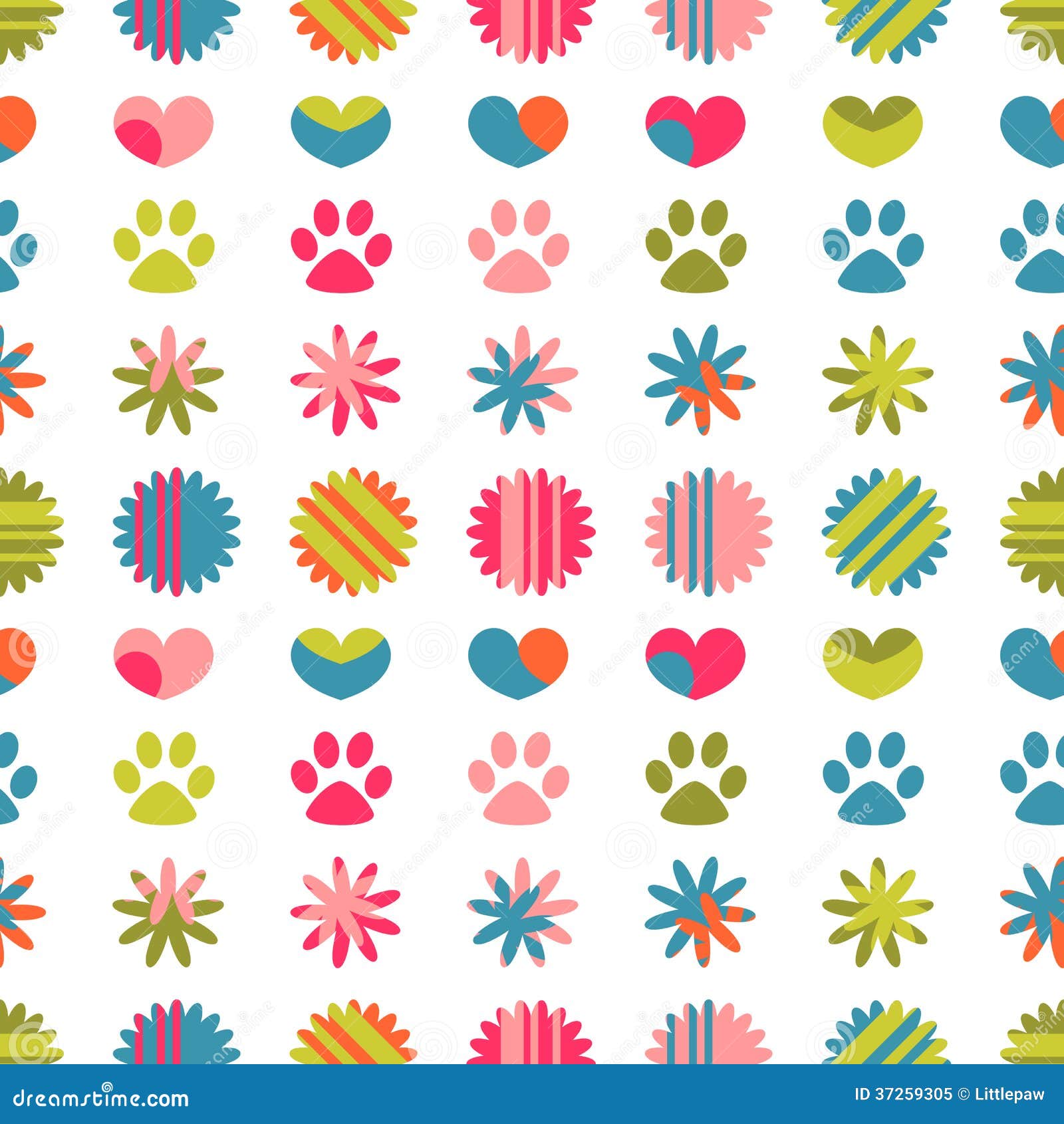 Cute Seamless Pattern with Colorful Cute Elements Stock Vector ...