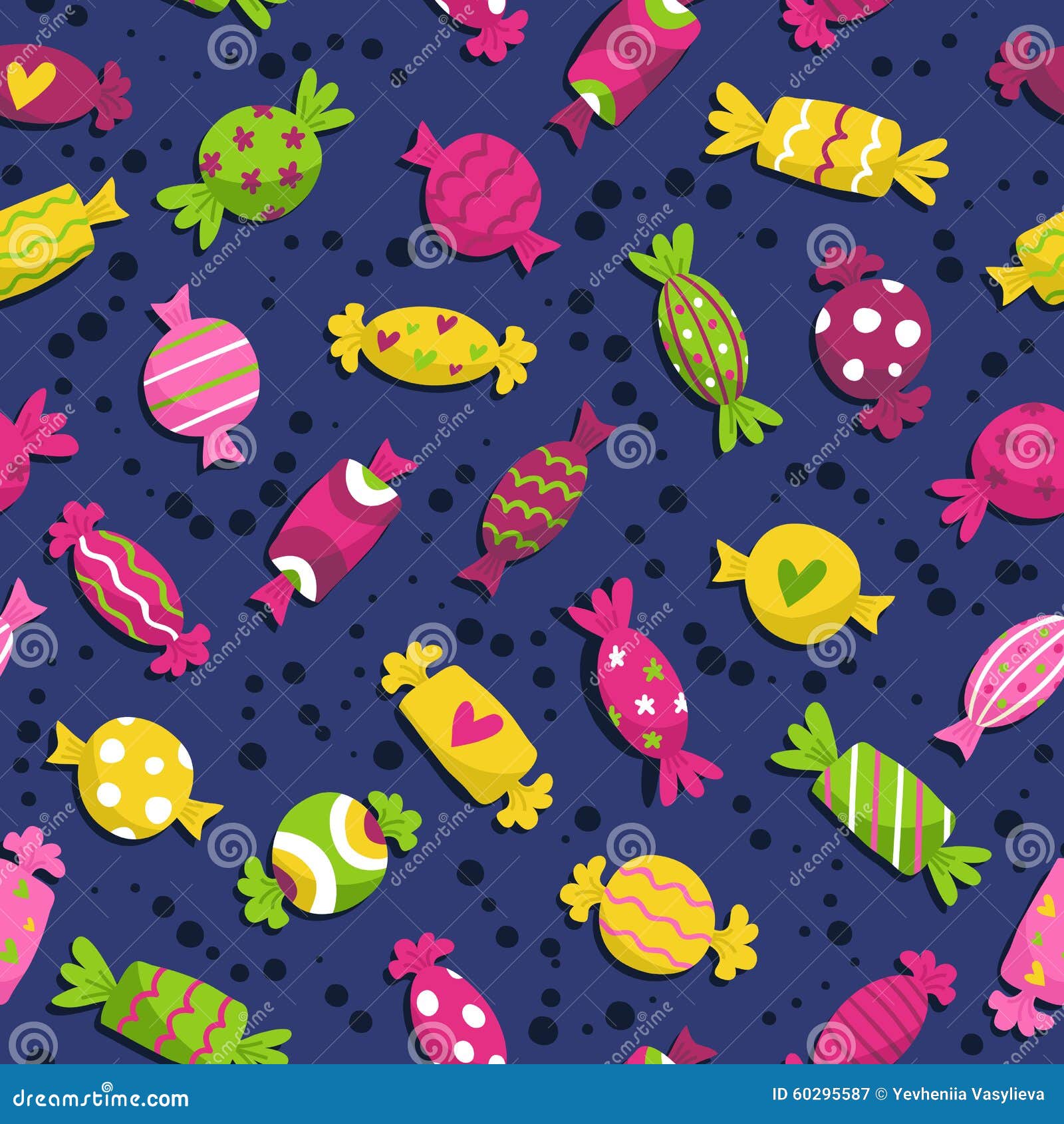 Cute Seamless Pattern with Colorful Sweets Stock Vector - Illustration ...