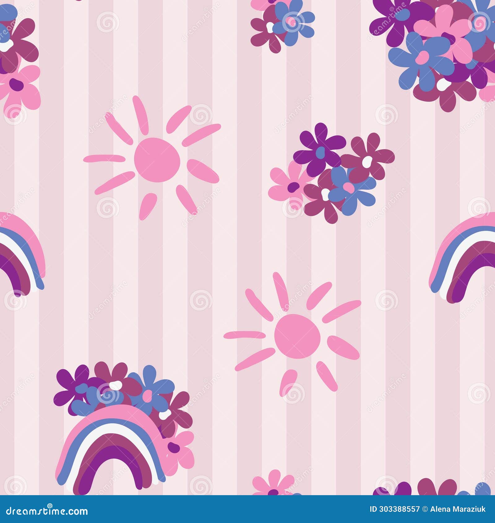 Cute Seamless Pattern of Colors, Rainbow and Sun. Neutral Colors ...