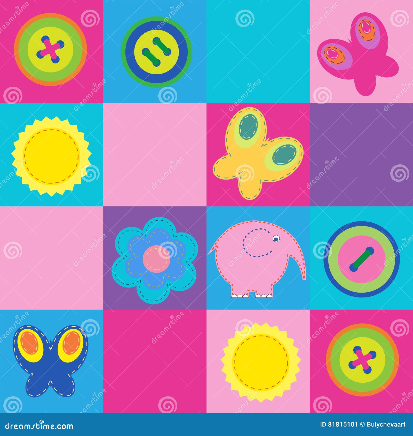 Cute Seamless Pattern with Design Elements for Kids Stock Vector ...