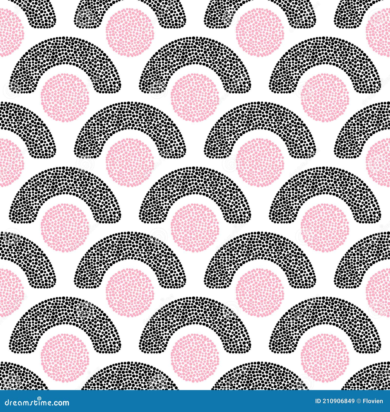 Cute Seamless Pattern in Doodle Style. Black and Pink Elements Isolated ...