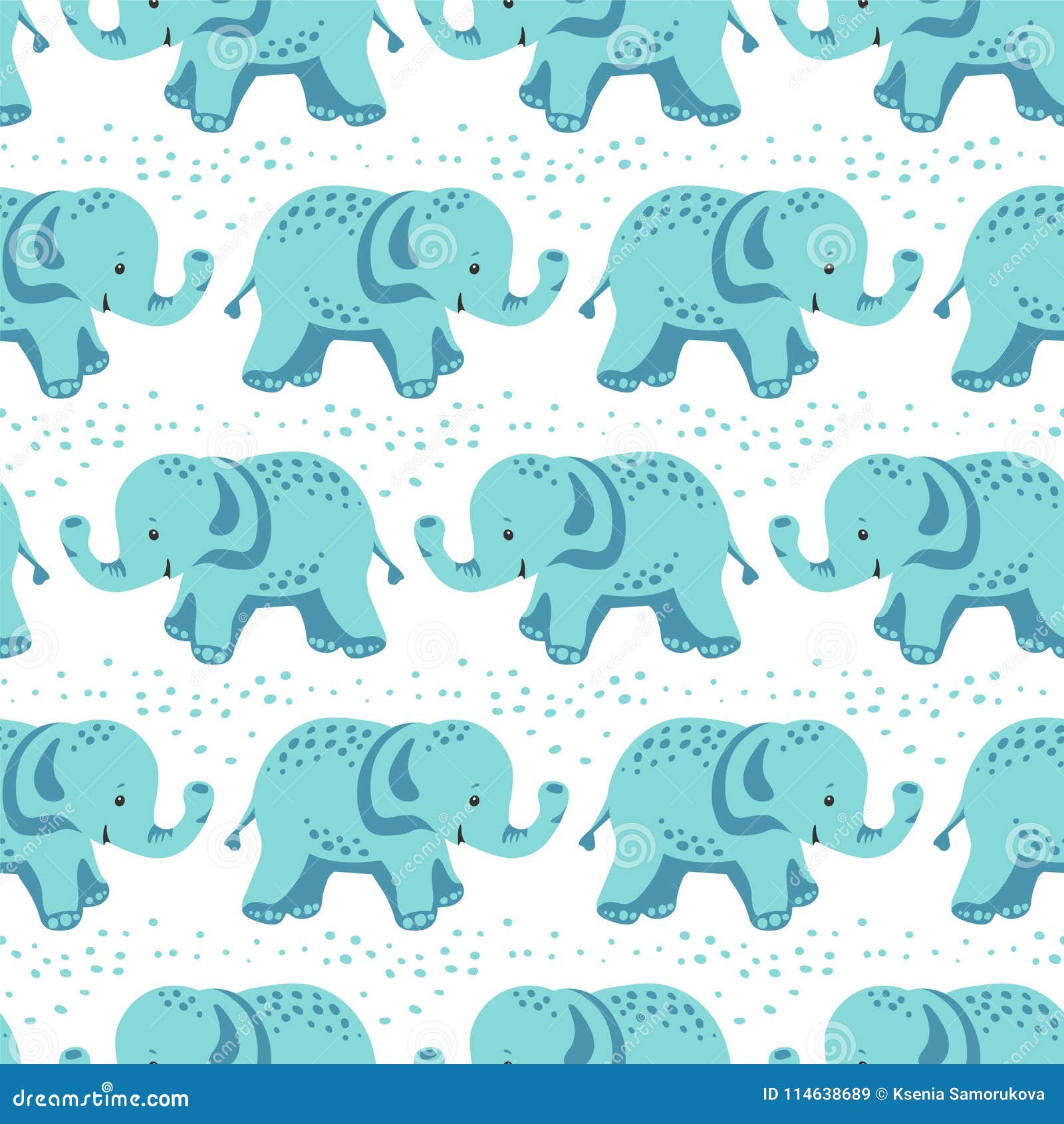 Cute Seamless Pattern with Elephant Stock Vector - Illustration of ...