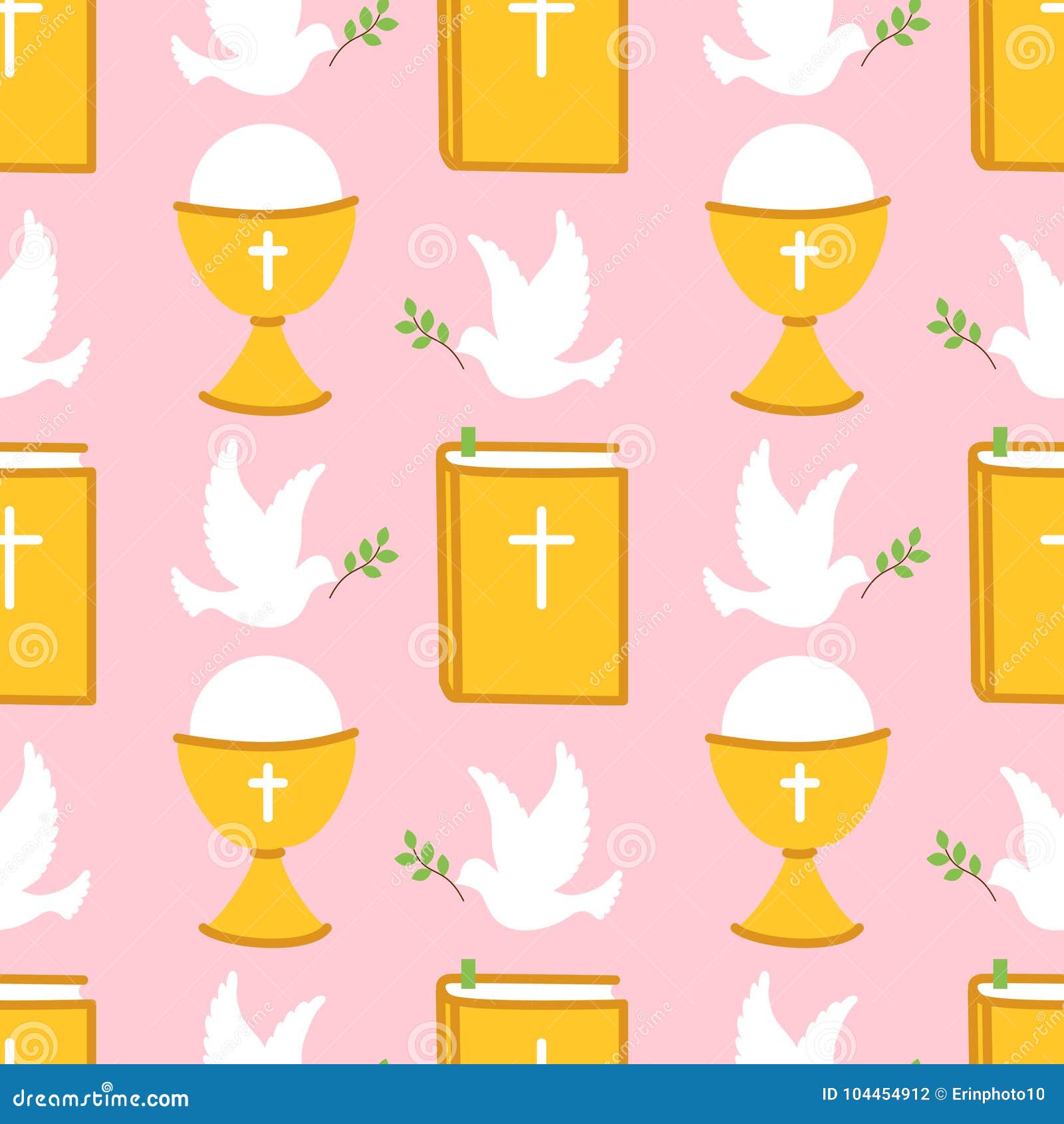 Cute Seamless Pattern for First Communion for Girls Stock Vector ...