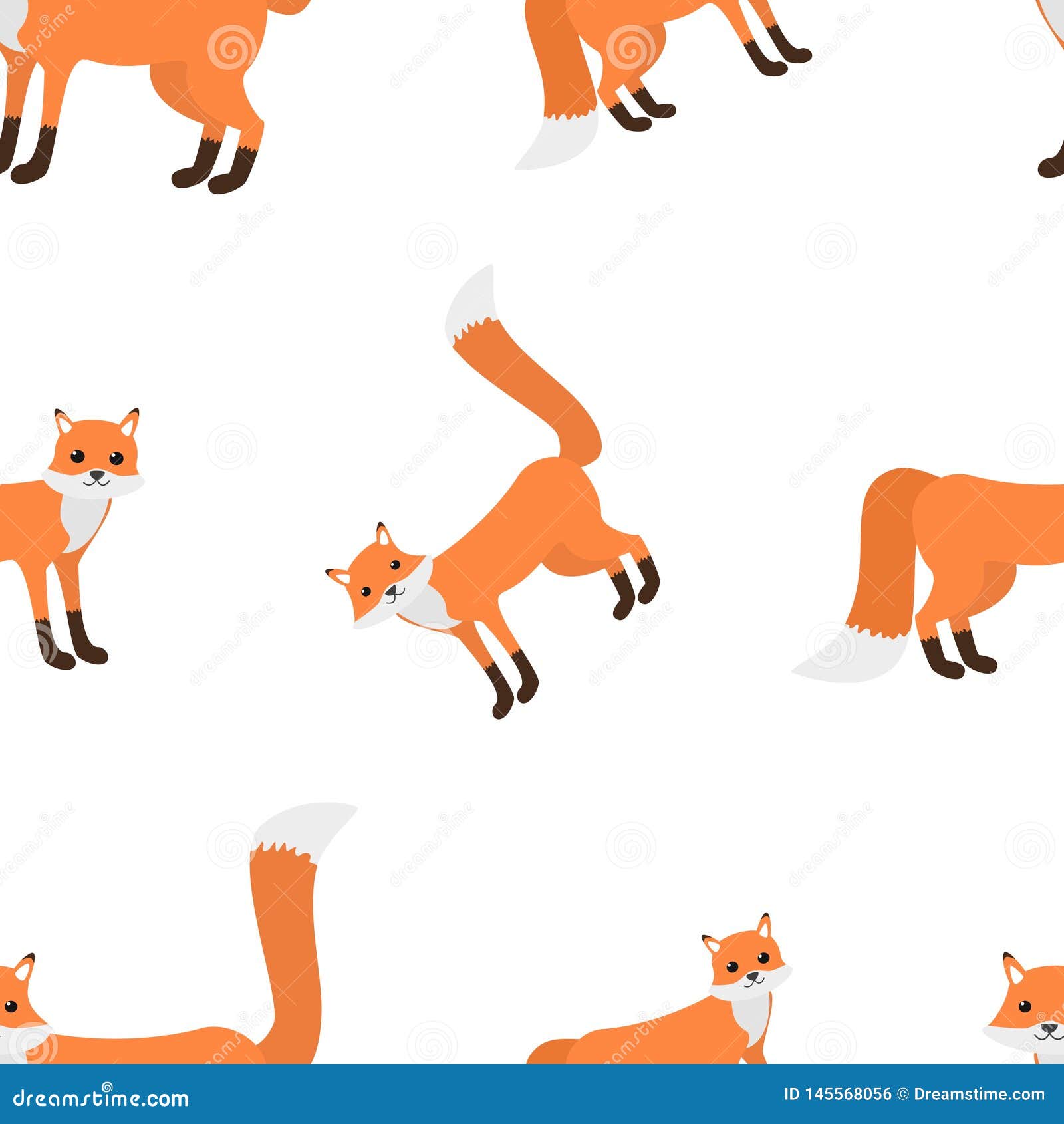 Cute Seamless Pattern of Foxes Vector Illustration Stock Vector ...