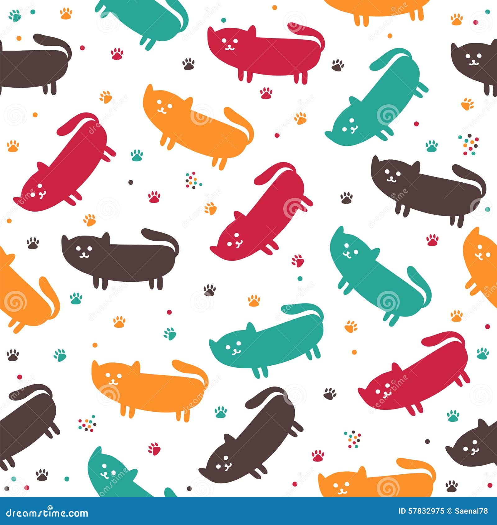 Cute Seamless Pattern with Funny Cats Stock Vector - Illustration of ...