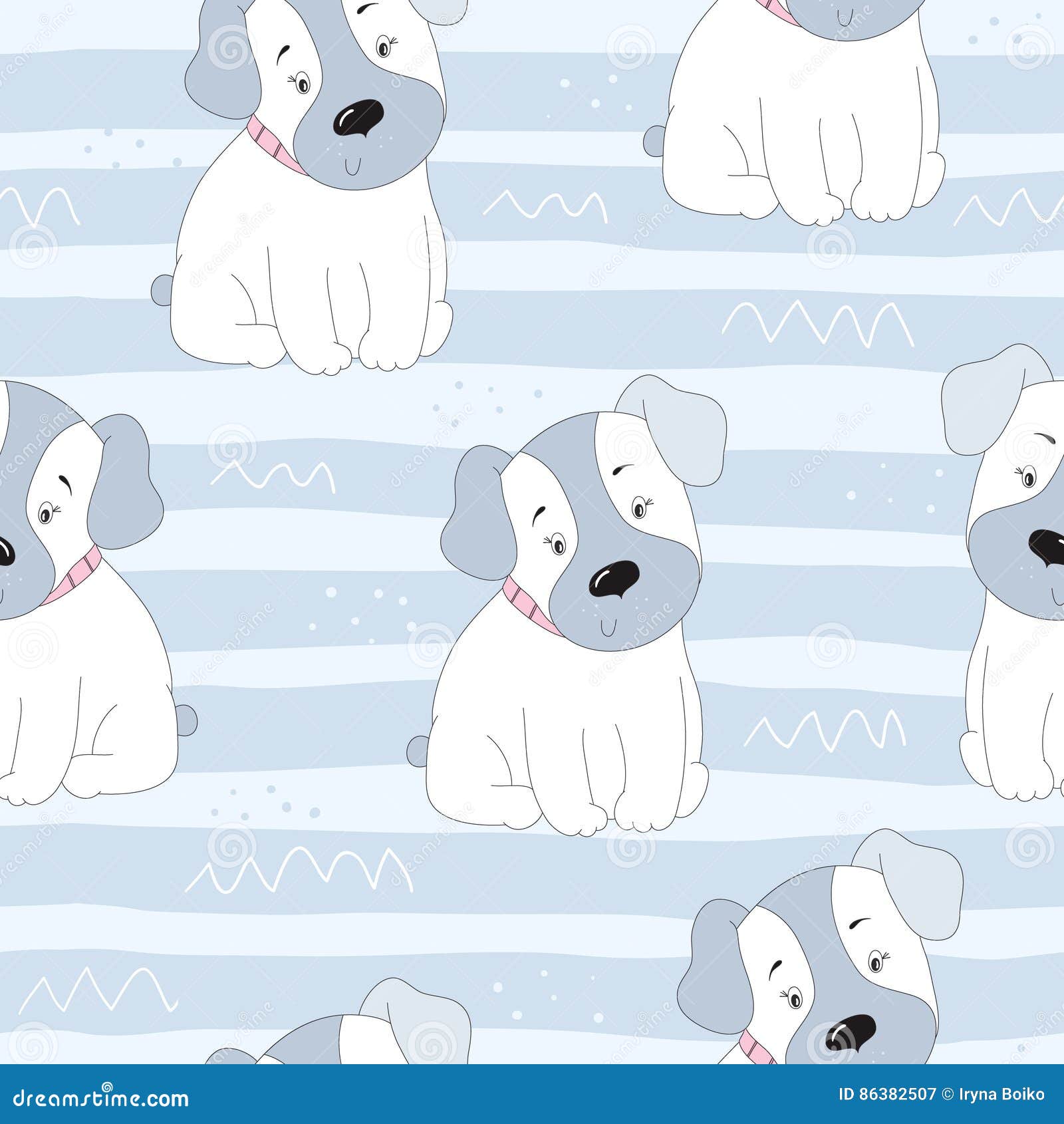 Cute Seamless Pattern with Funny Dog. Stock Vector - Illustration of ...