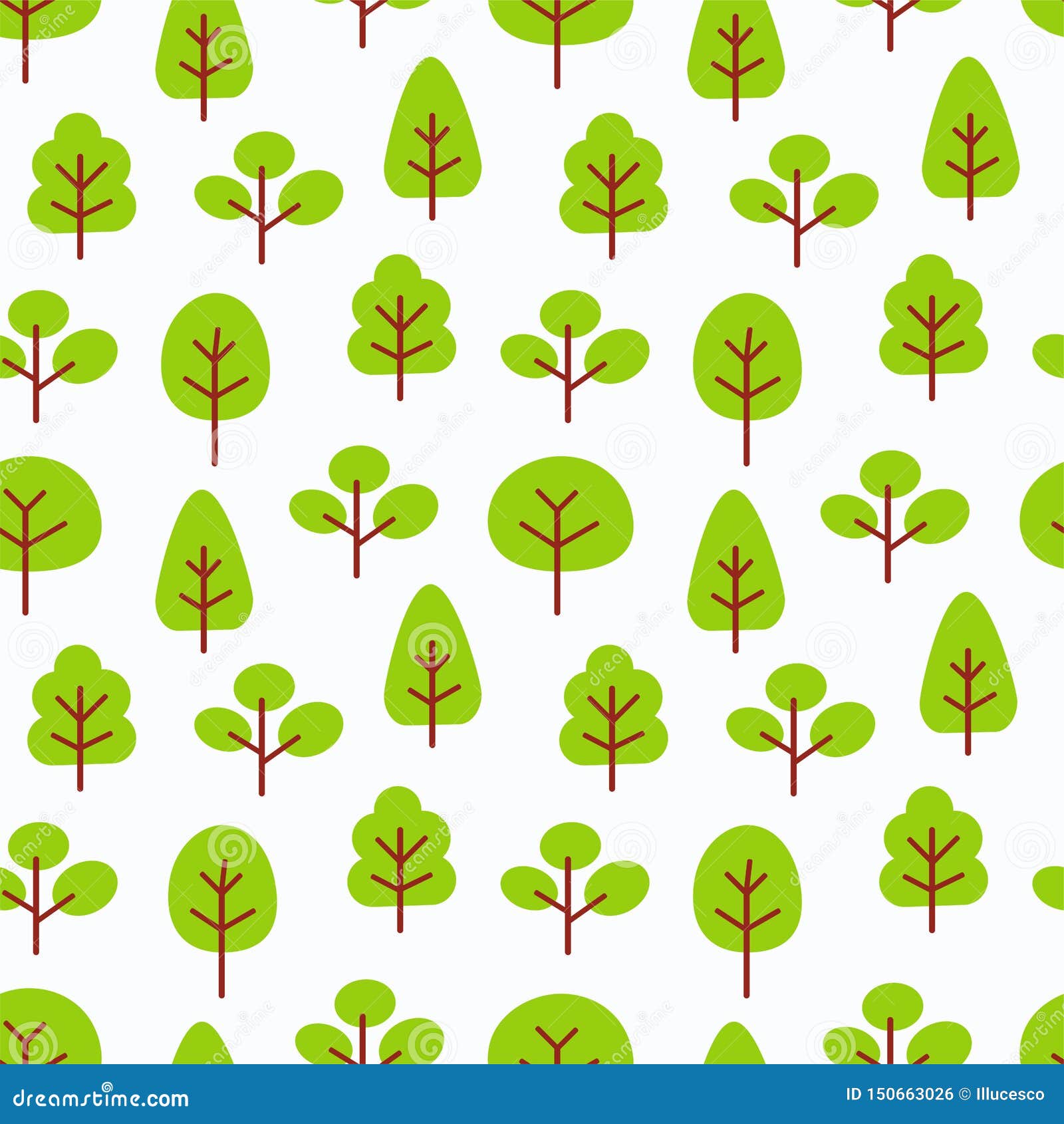 Cute Seamless Pattern with Green Forest. Summer Kids Background Stock ...