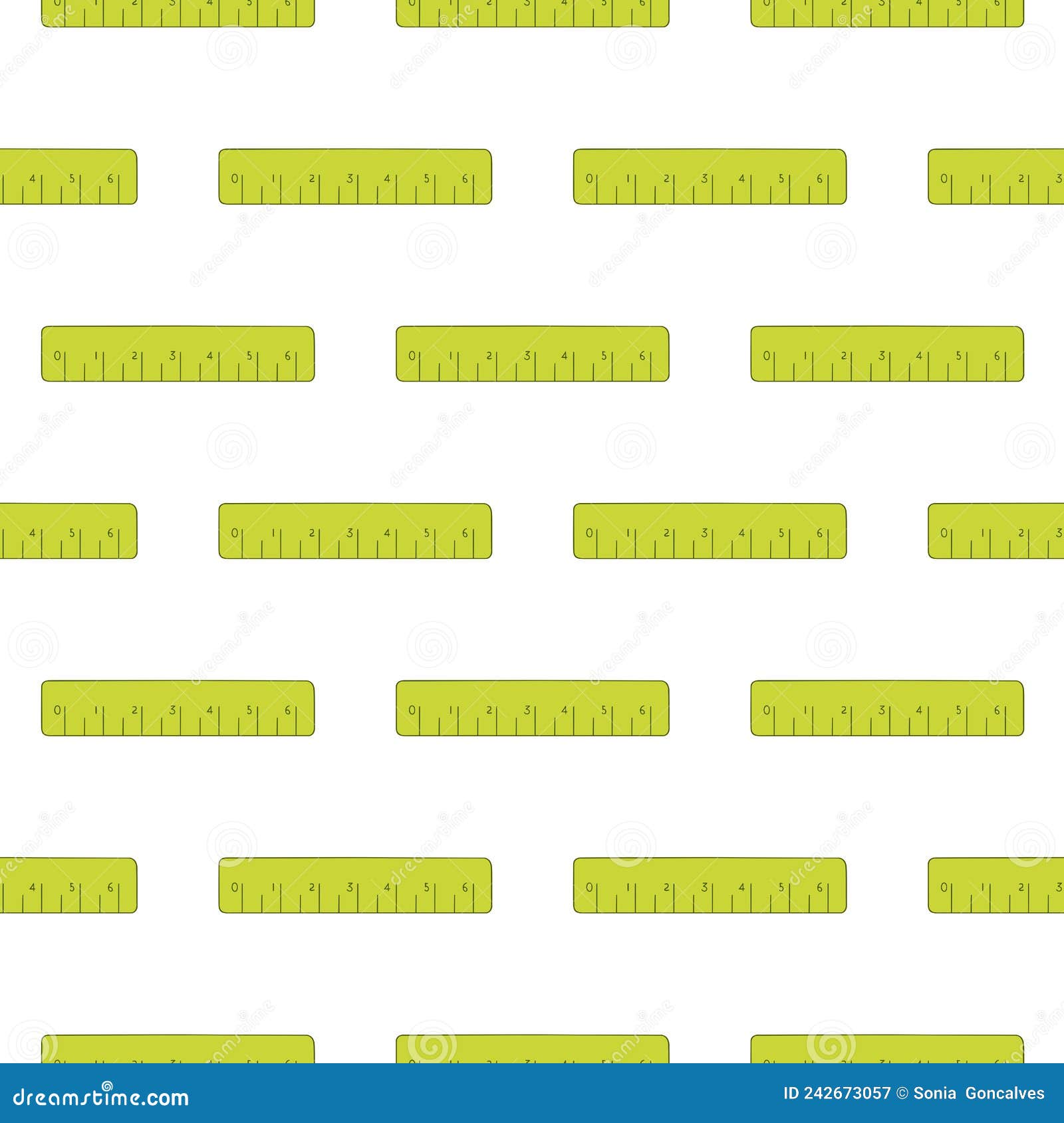 One Green Ruler Isolated On White Background. Vector Flat Illustration ...