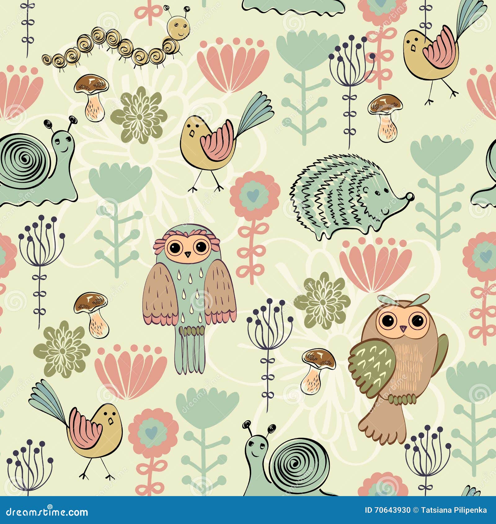Cute seamless pattern stock vector. Illustration of floral - 70643930