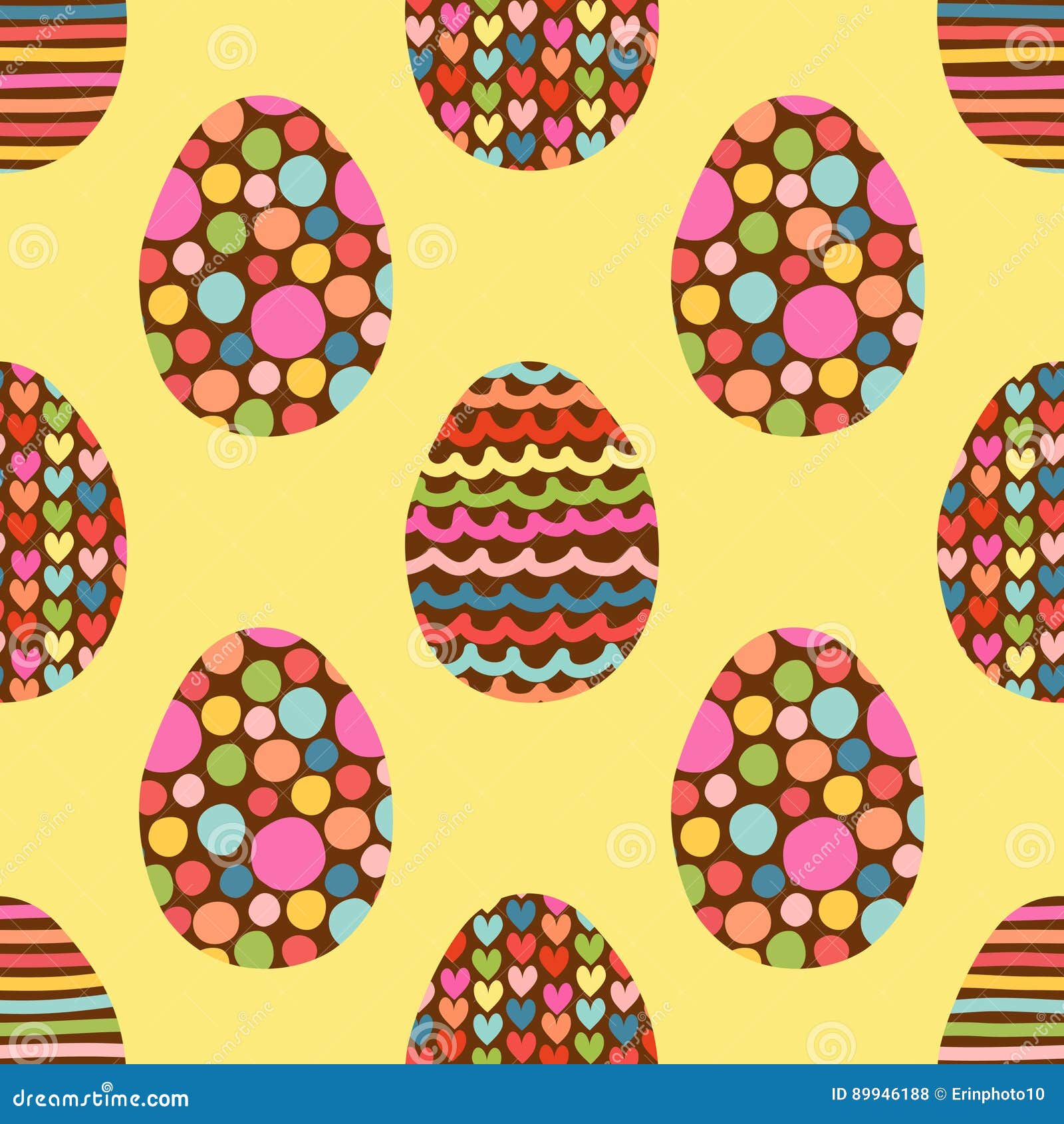 Cute Seamless Pattern with Hand Drawn Easter Eggs Stock Vector - Illustration of decoration ...