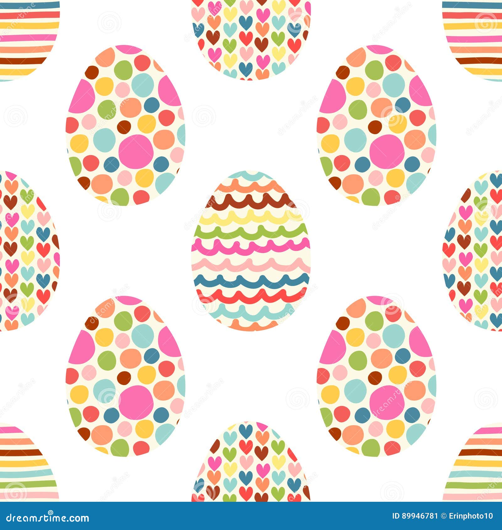Cute Seamless Pattern with Hand Drawn Easter Eggs Stock Vector - Illustration of decoration ...