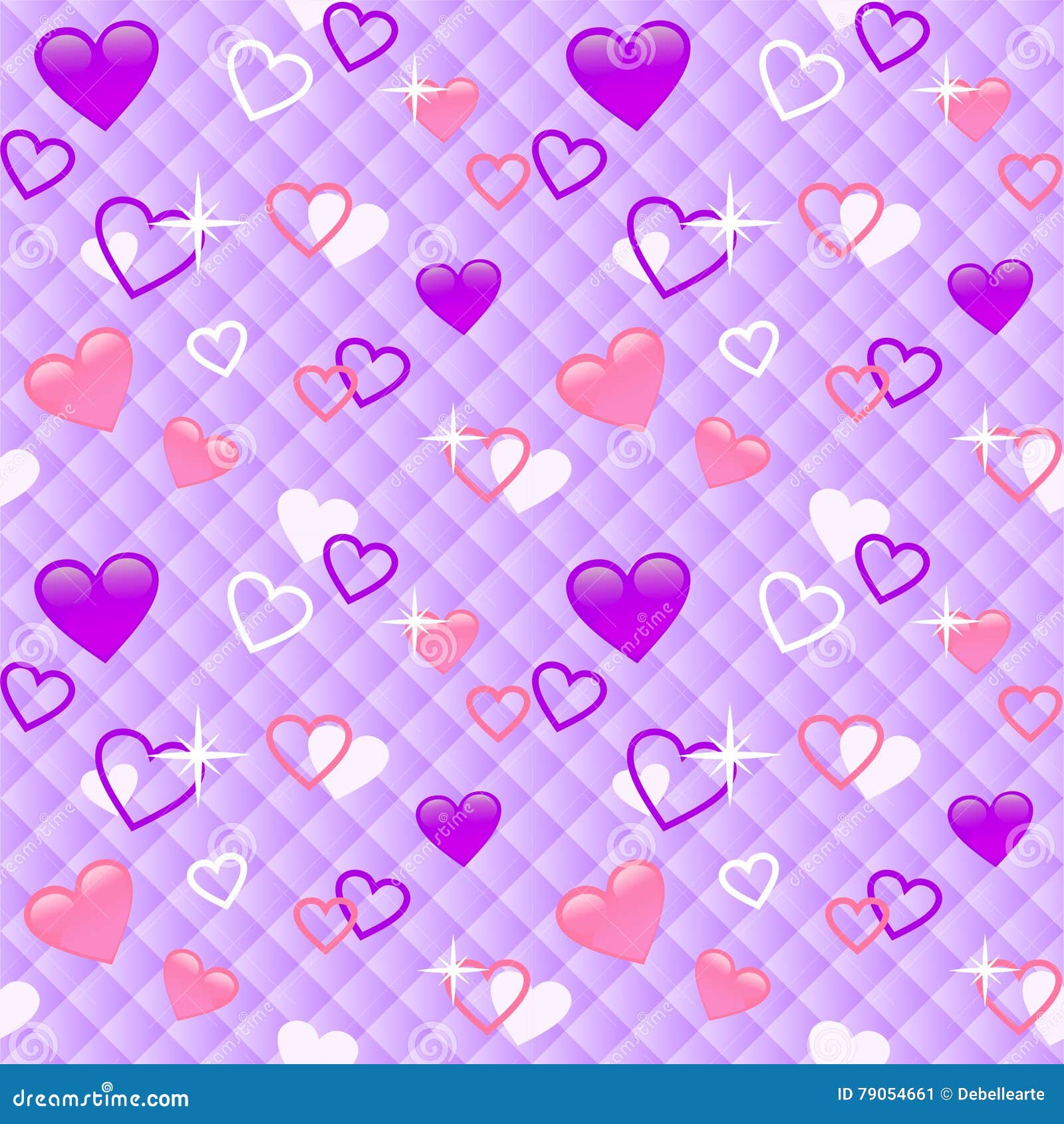 Cute Seamless Pattern Heart Purple and Pink Stock Illustration ...