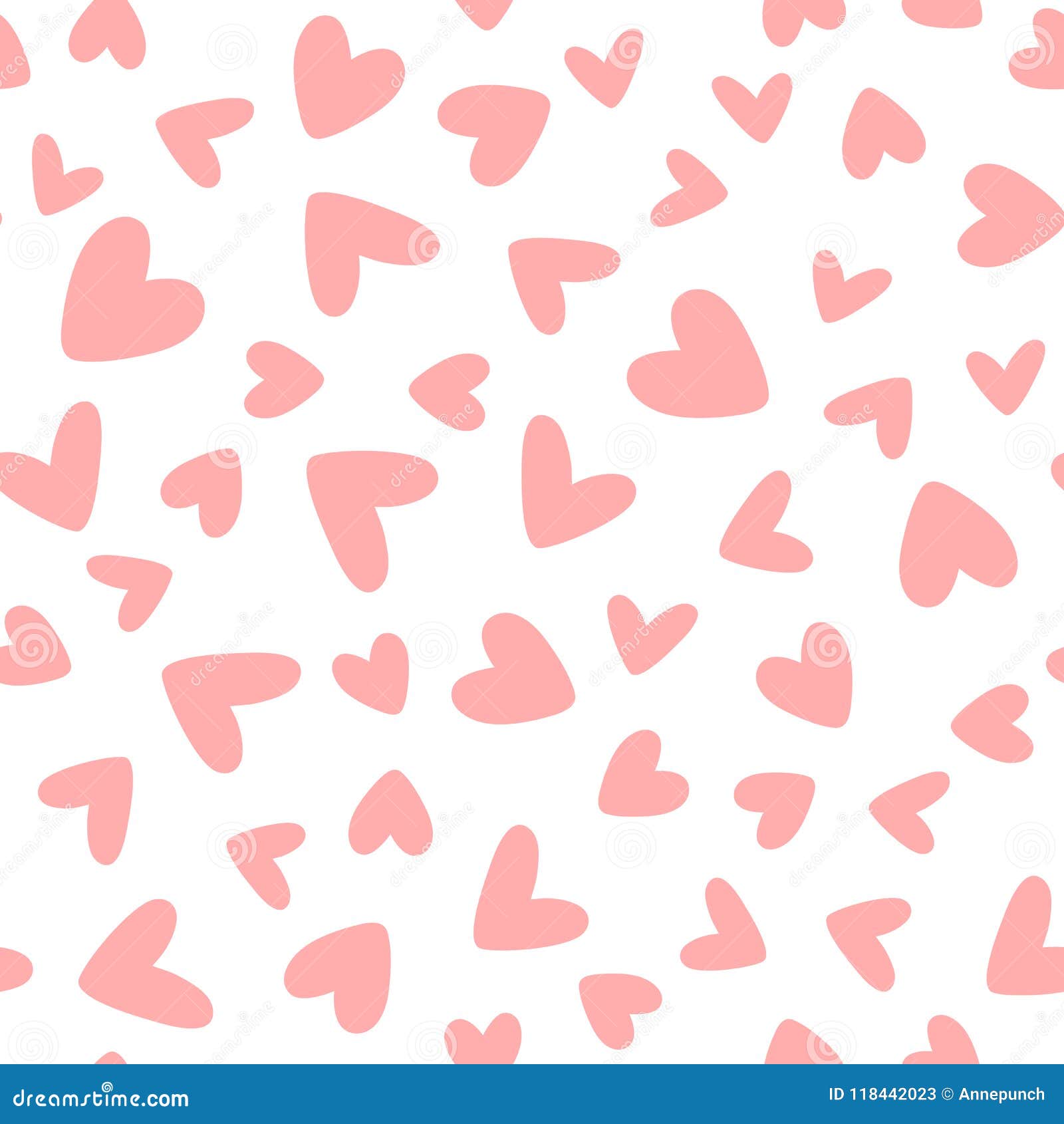 Cute Seamless Pattern with Hearts. Repeated Endless Romantic Print ...