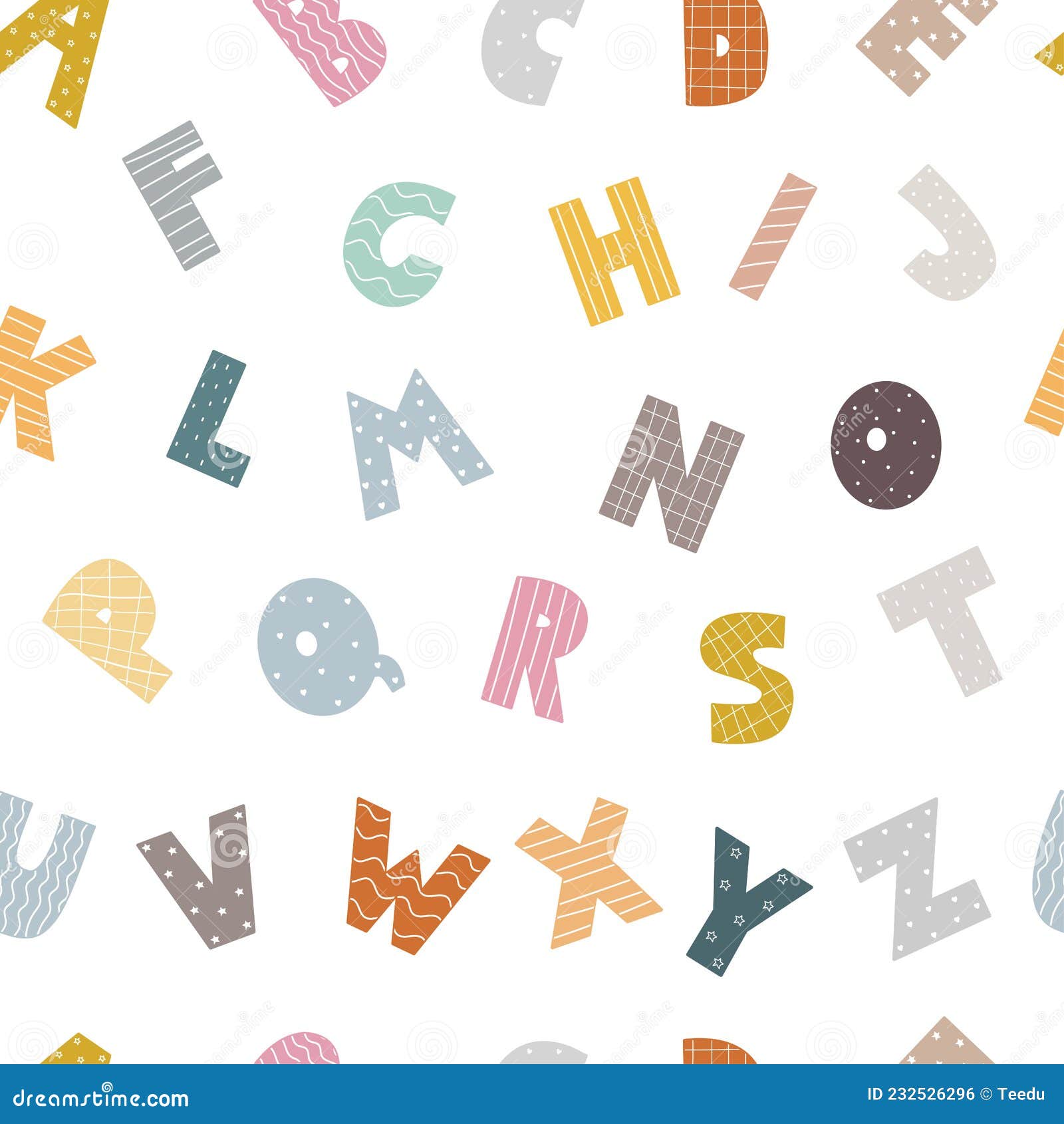 Cute Seamless Pattern for Kids ABC Alphabet Background Stock Vector ...