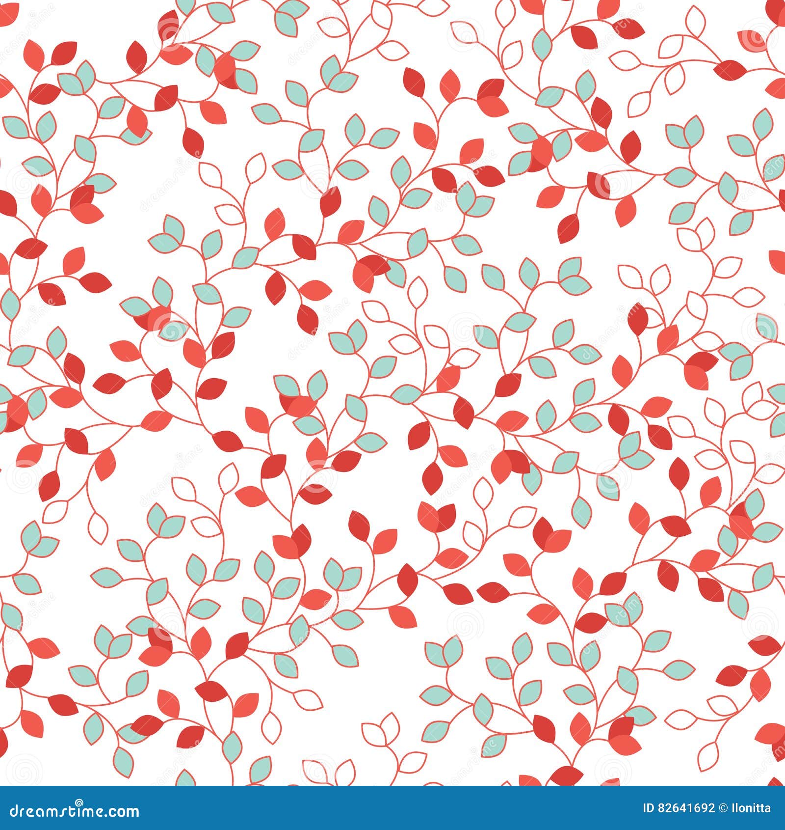 Cute Seamless Pattern with Leaf Branches Stock Vector - Illustration of ...