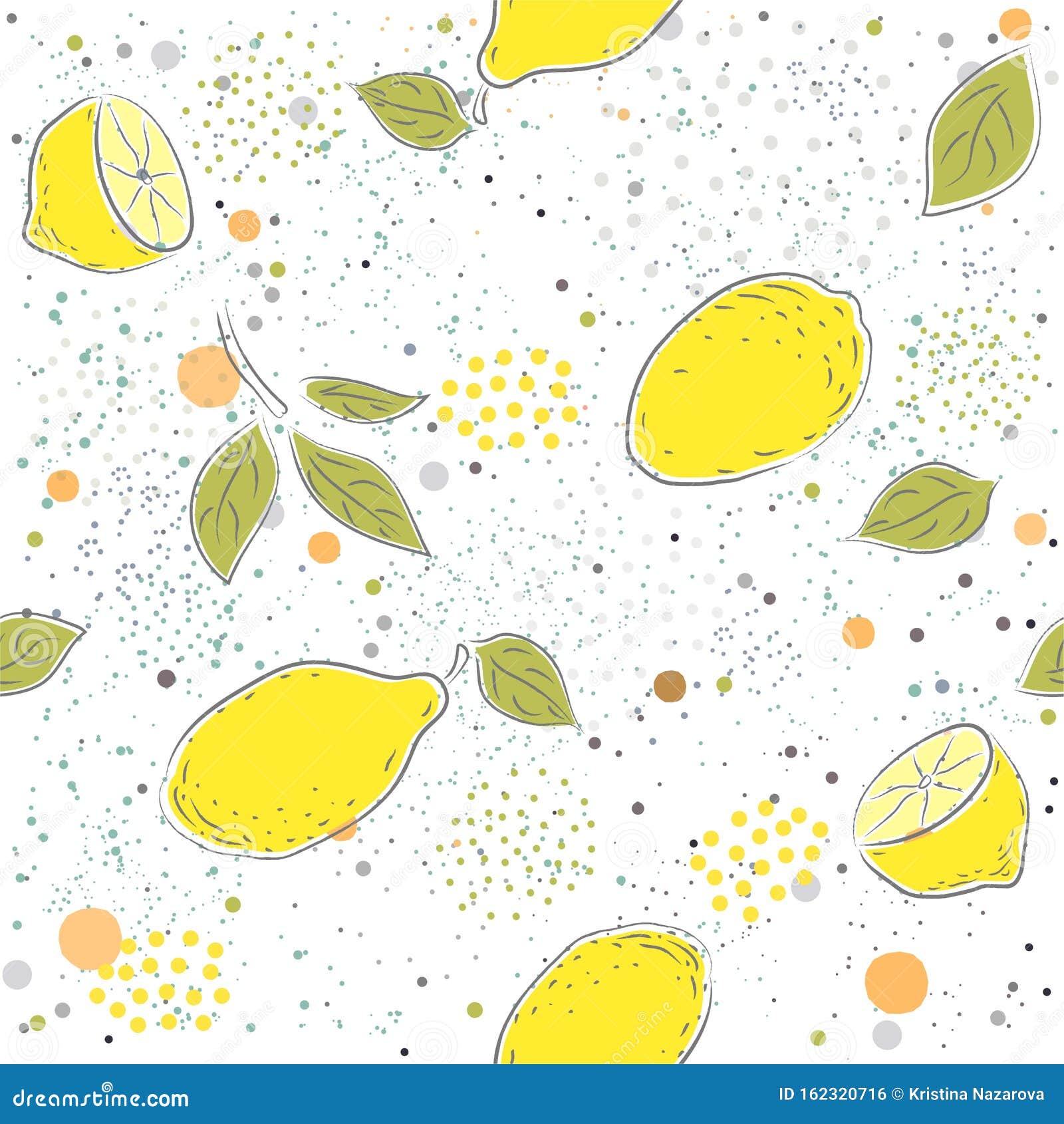 Cute Seamless Pattern with Lemon Stock Illustration - Illustration of ...