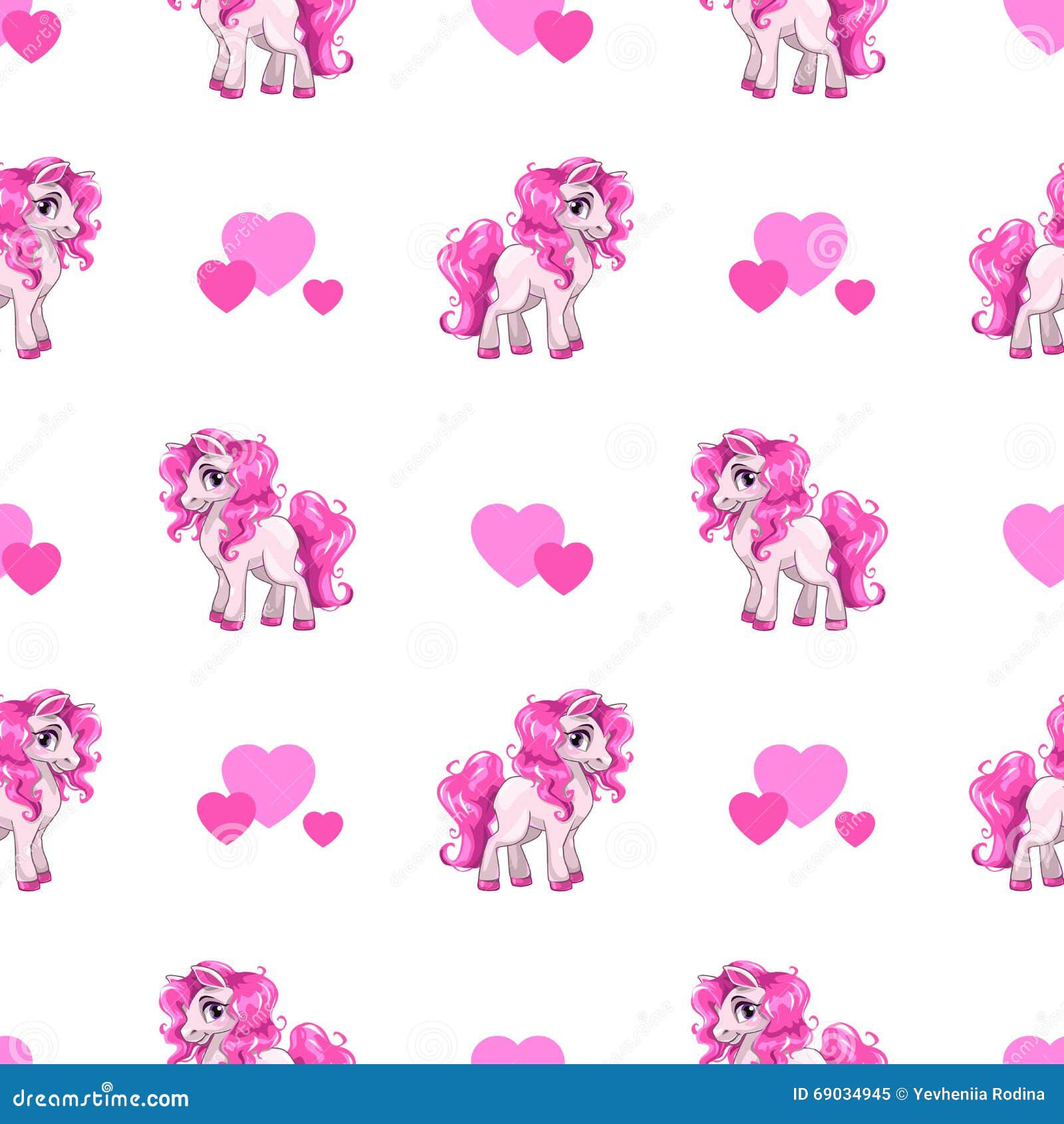Cute Seamless Pattern with Little Cartoon Pony Stock Vector ...
