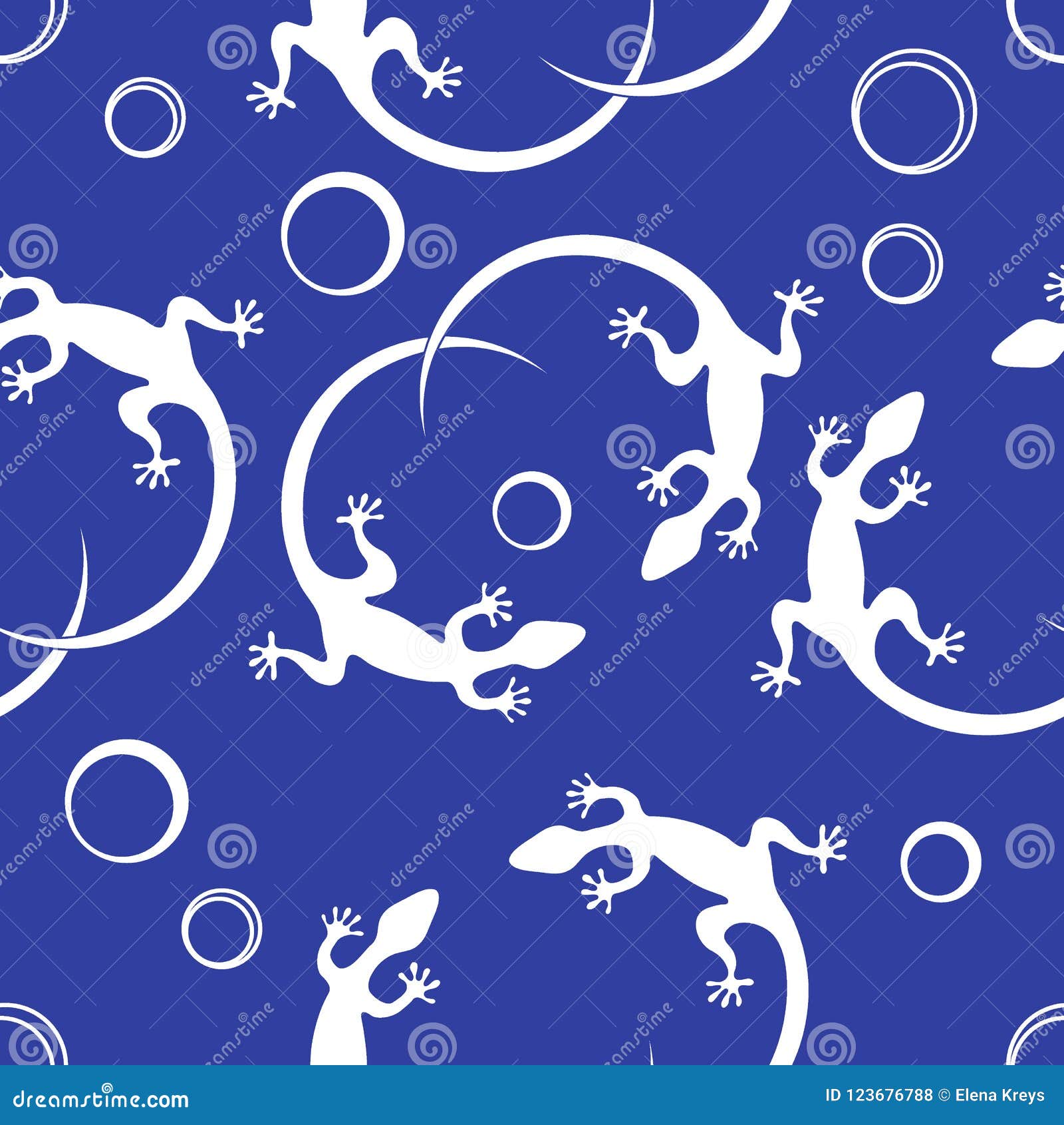 Cute Seamless Pattern with Lizards and Circles. Stock Vector ...
