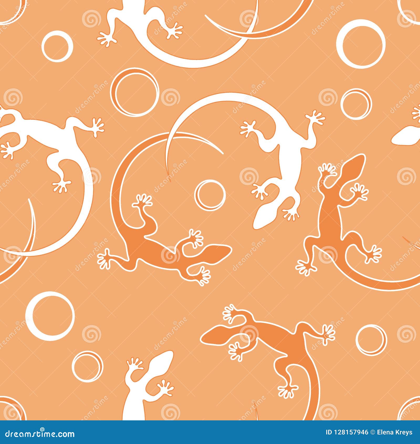 Cute Seamless Pattern with Lizards and Circles. Stock Vector ...