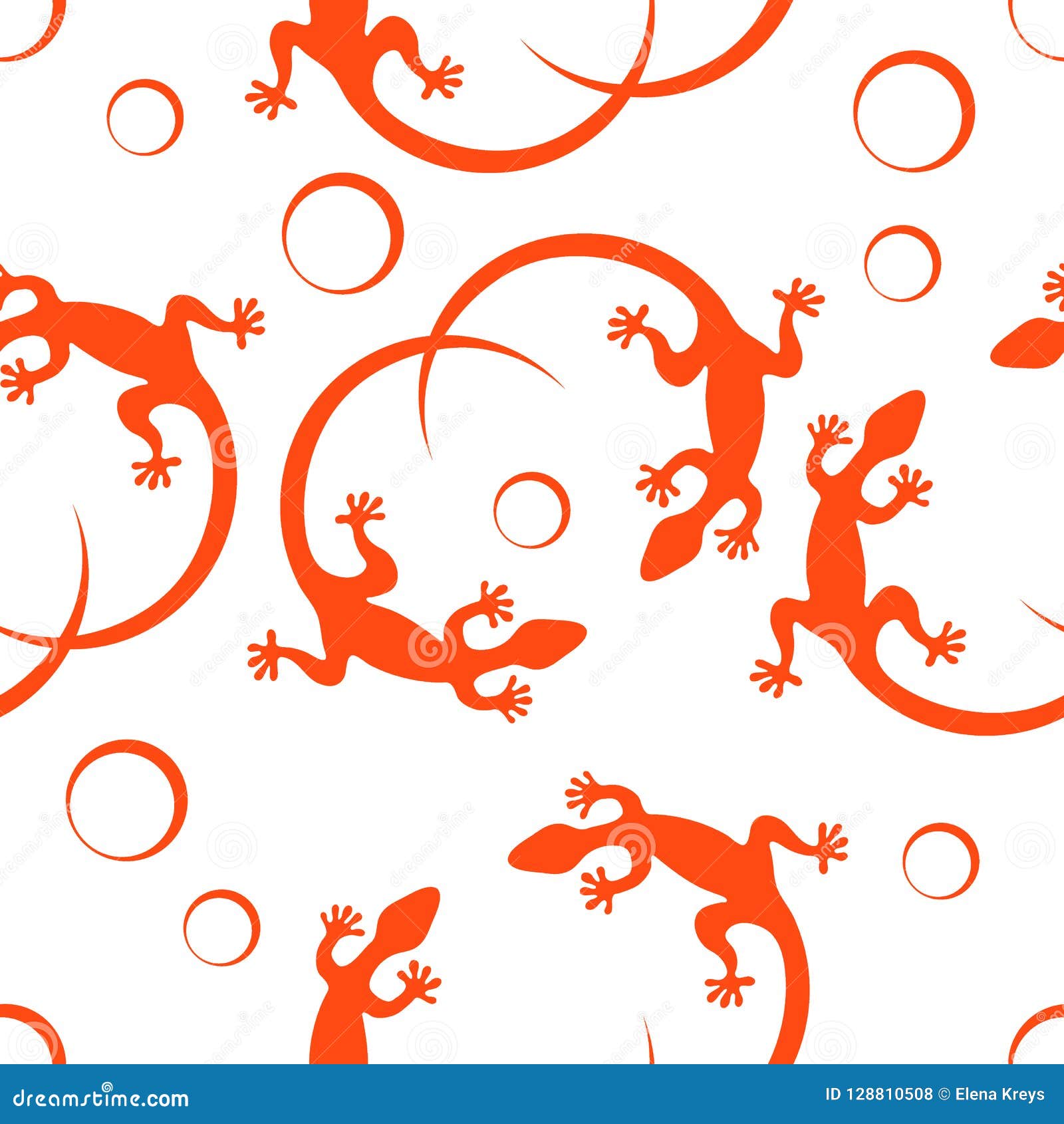Cute Seamless Pattern with Lizards and Circles. Stock Vector ...