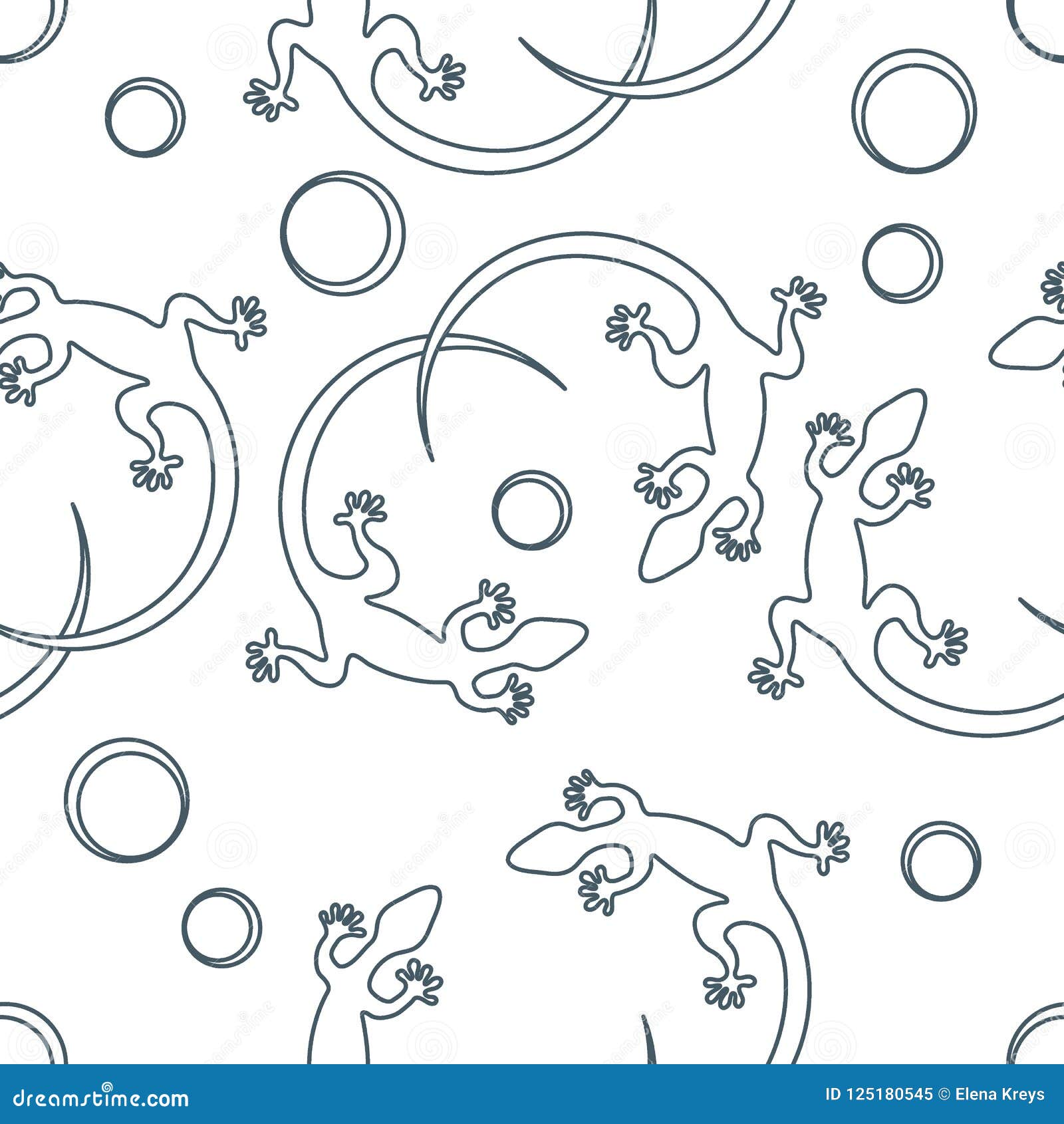 Cute Seamless Pattern with Lizards and Circles. Stock Vector ...