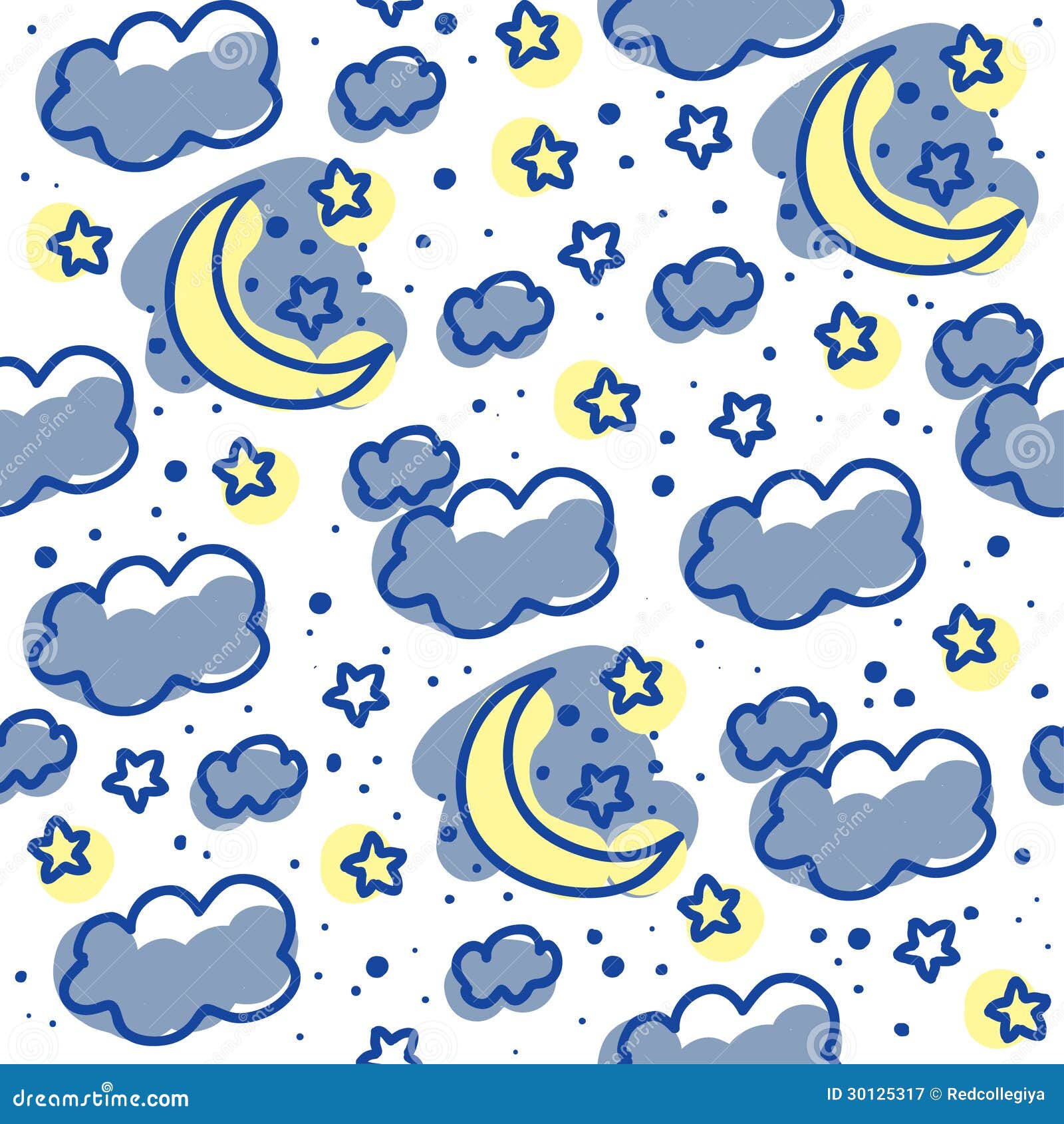 Moons And Clouds Stock Vector Illustration Of Drawing 30125317