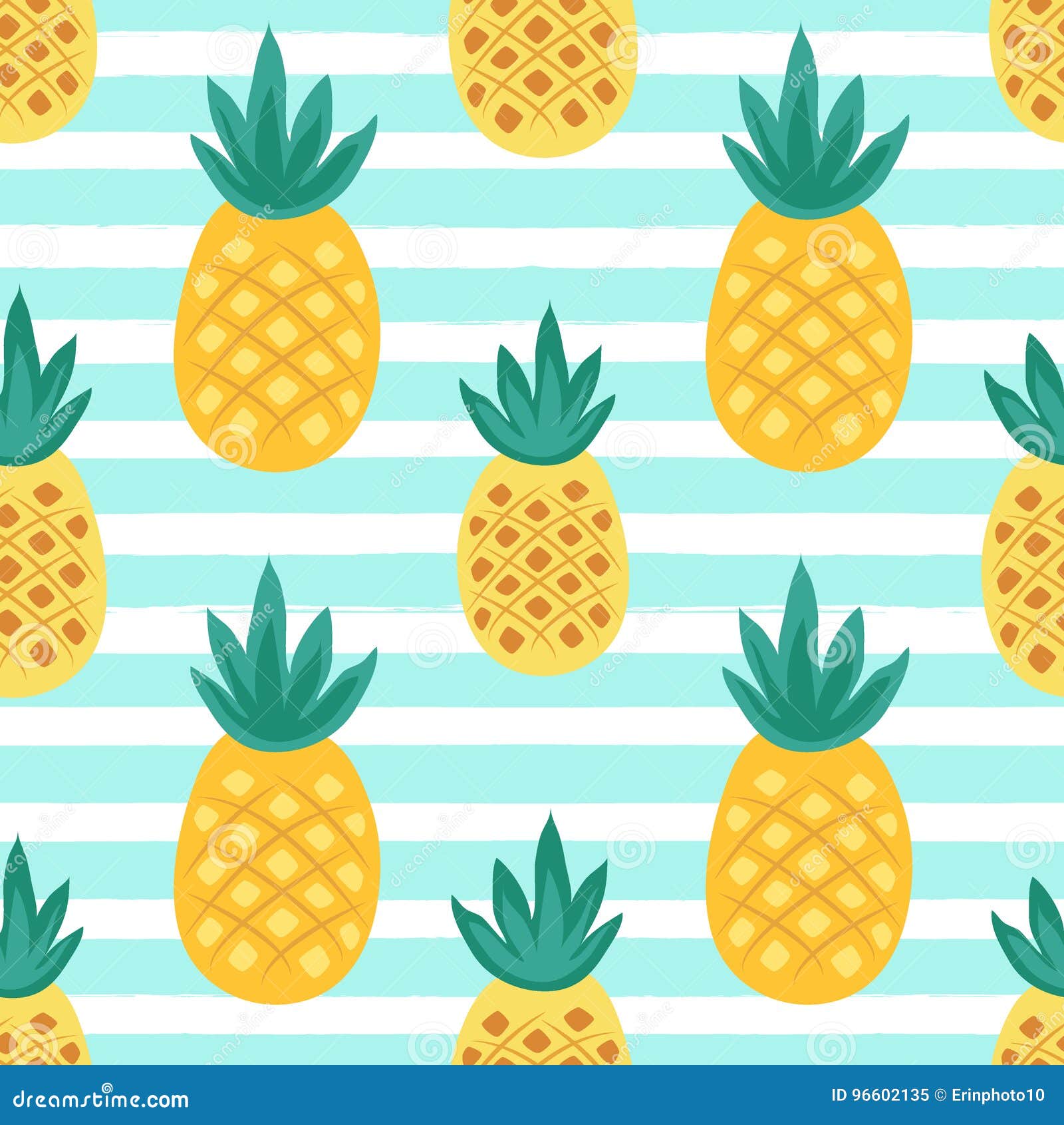 Cute Seamless Pattern with Pineapple Stock Vector - Illustration of ...