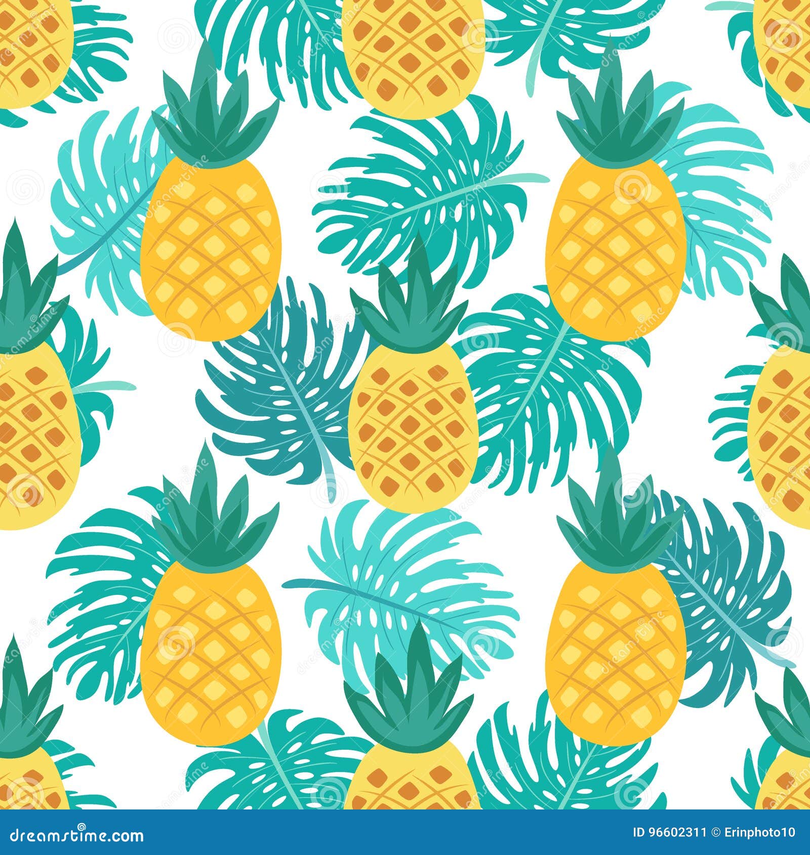 Cute Seamless Pattern with Pineapple Stock Vector - Illustration of ...