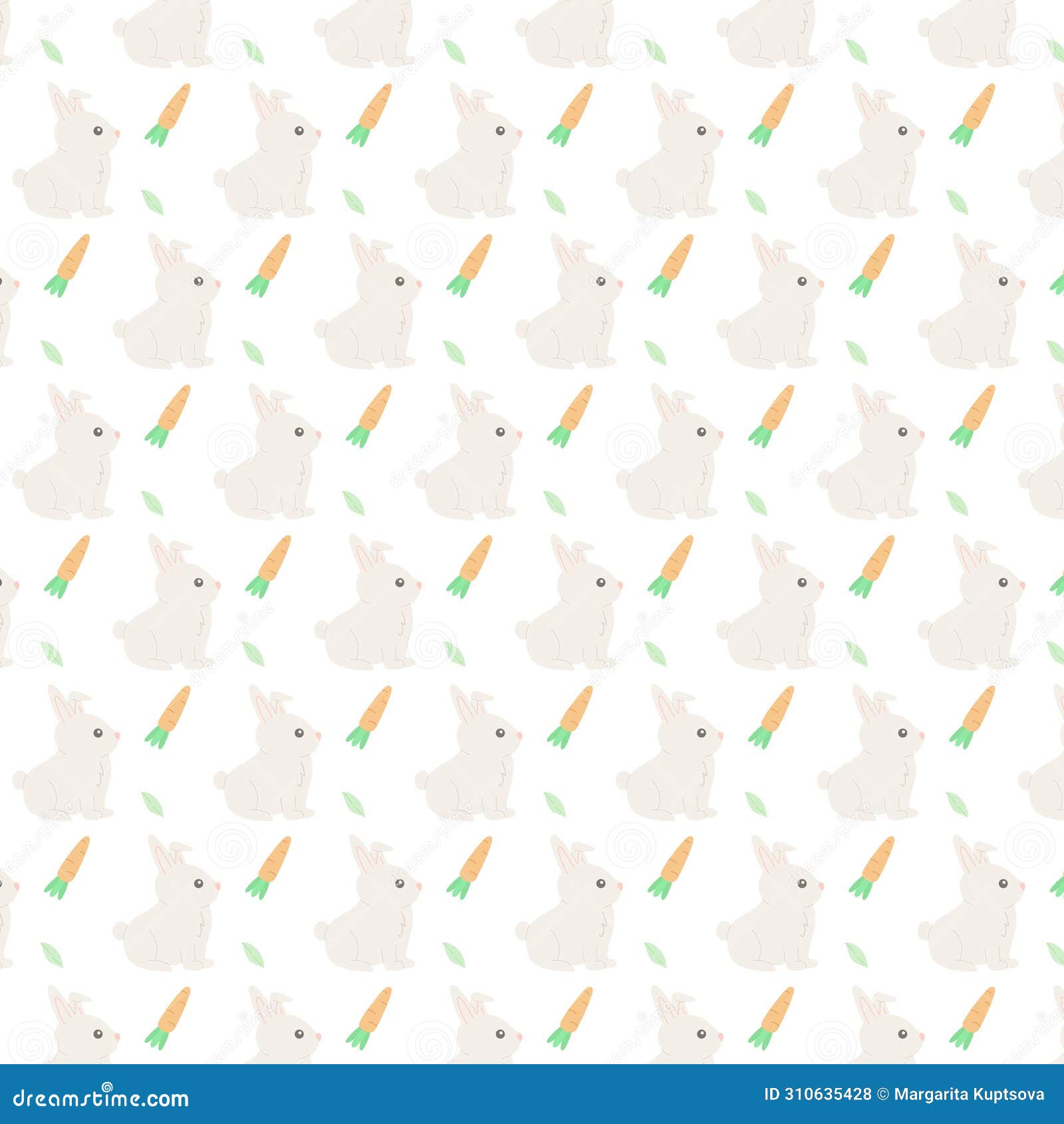 Cute Seamless Pattern Print with Doodle Rabbit and Carrot. Vector ...