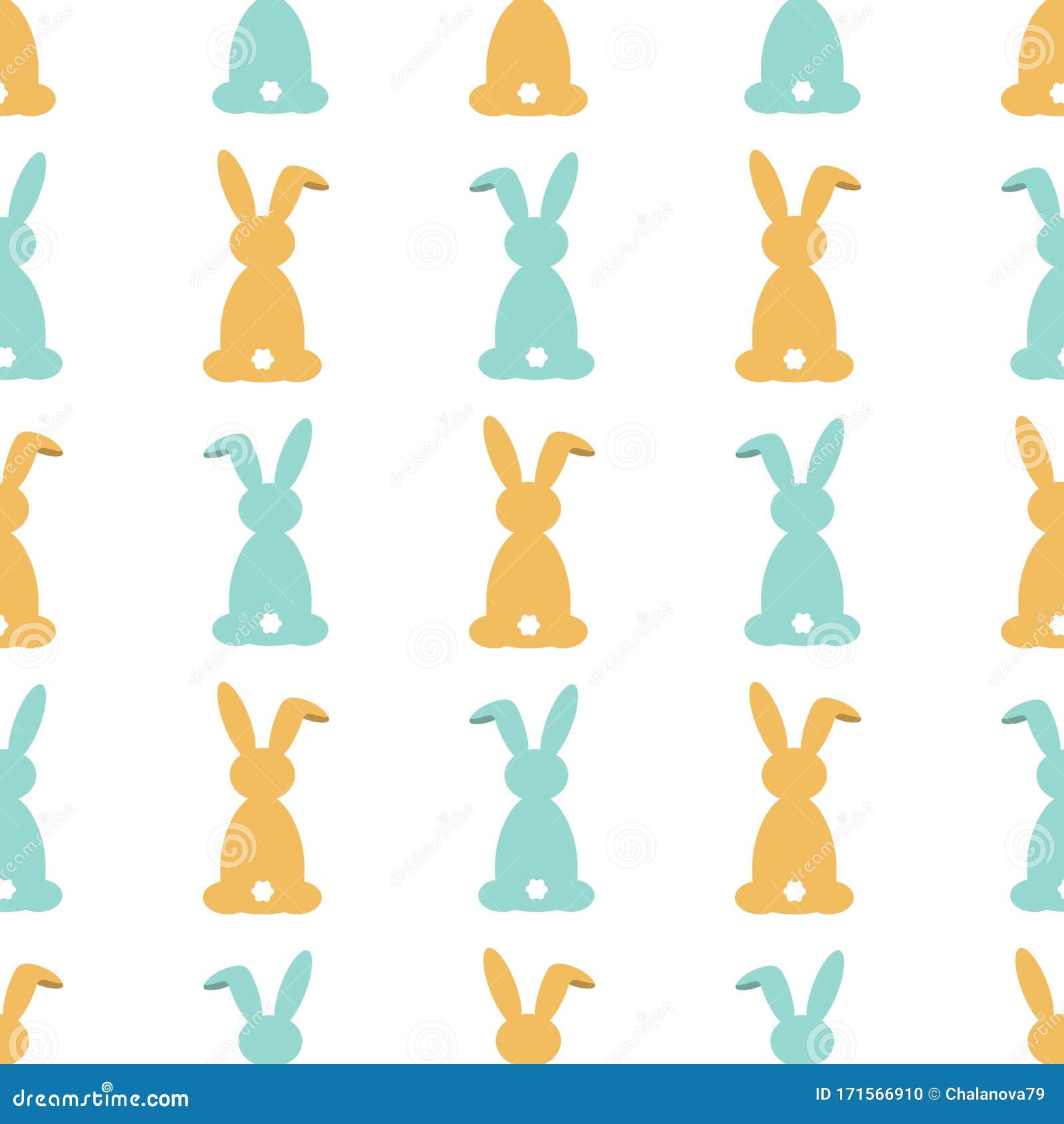 Cute Seamless Pattern with Rabbit Back with Tail in Childish Style ...
